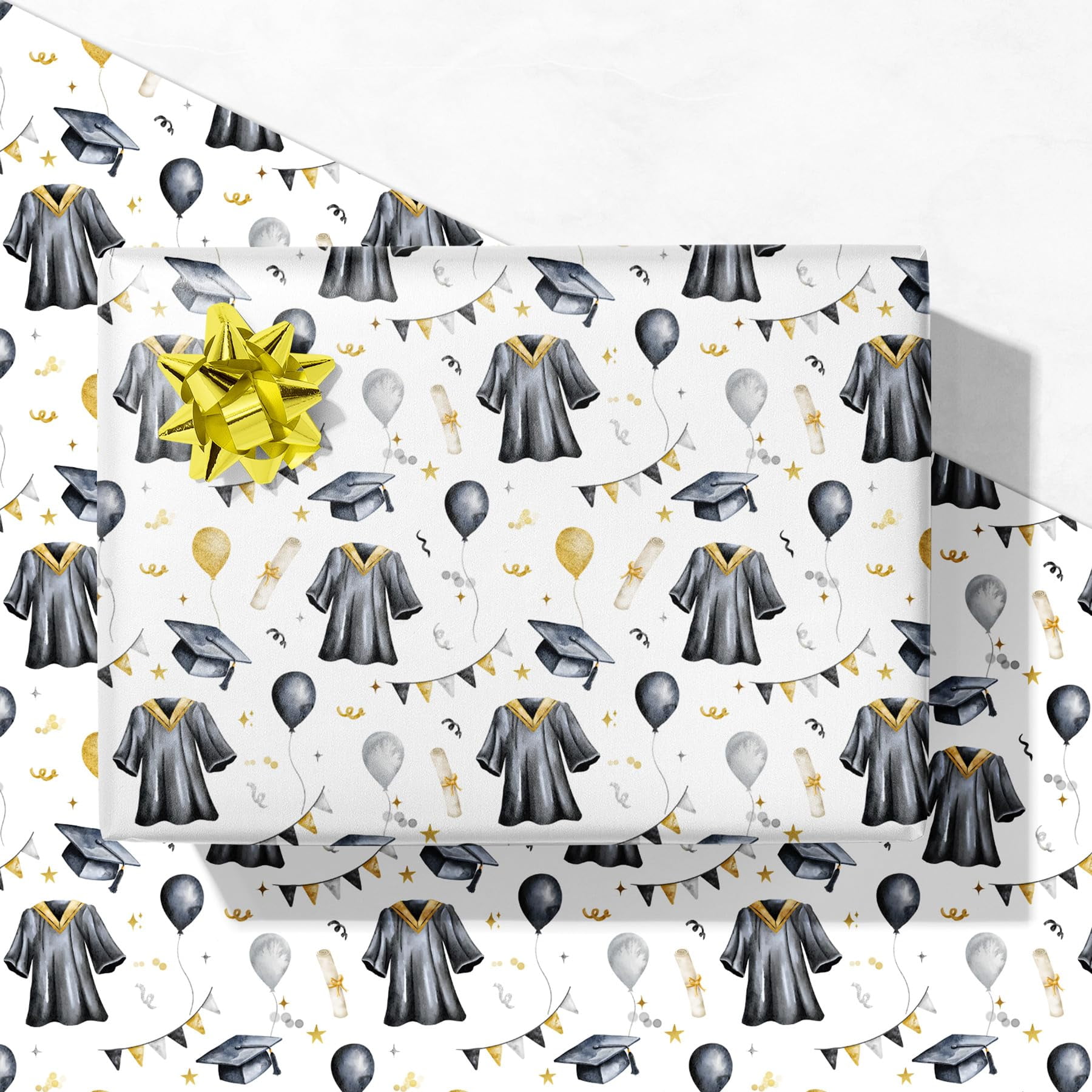 GIOLNIAY 2025 Graduation Wrapping Paper - AIS1 Black & Gold Cap and ...