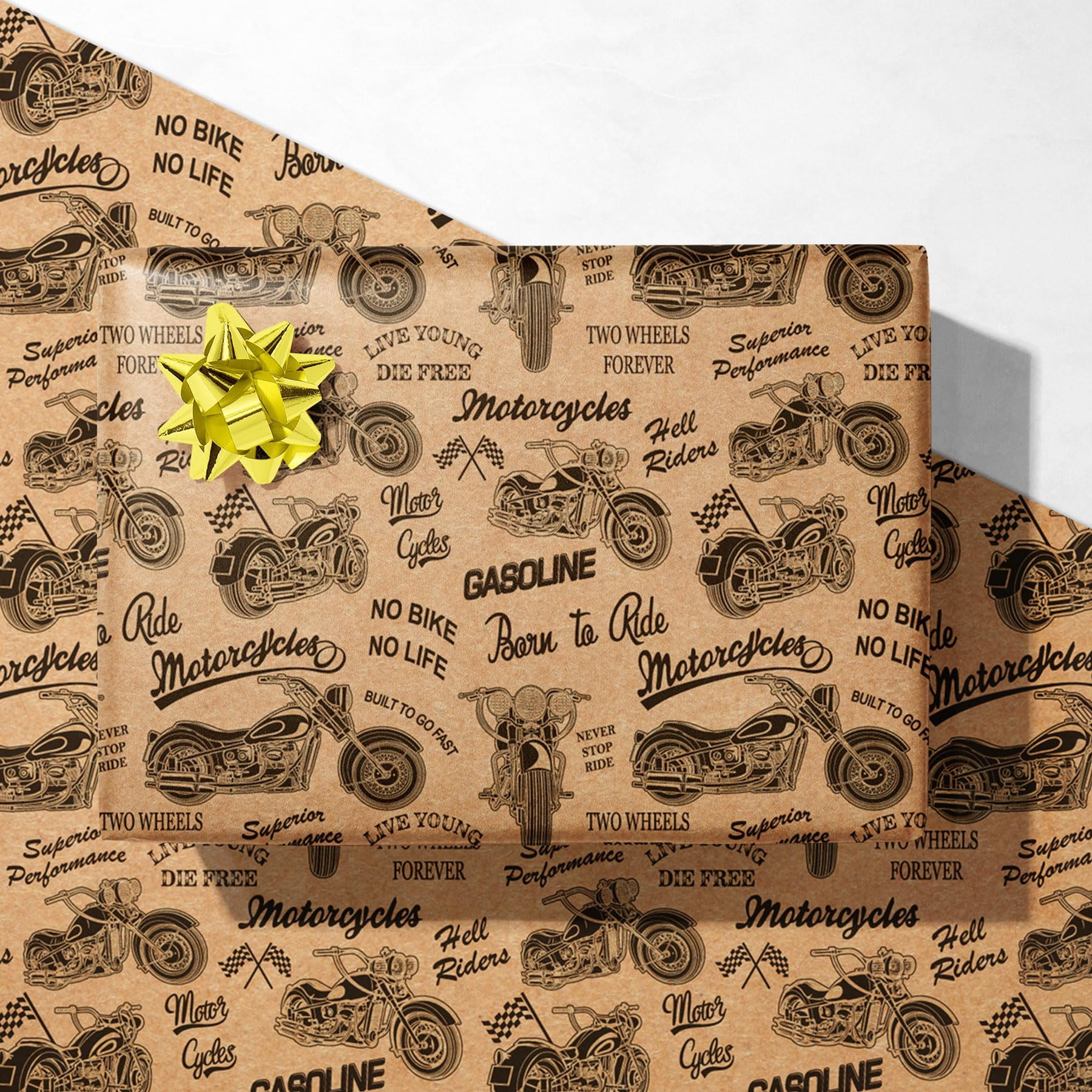 GIOLNIAY Motorcycle Wrapping Paper AIF9 - Kraft Paper with Vintage ...
