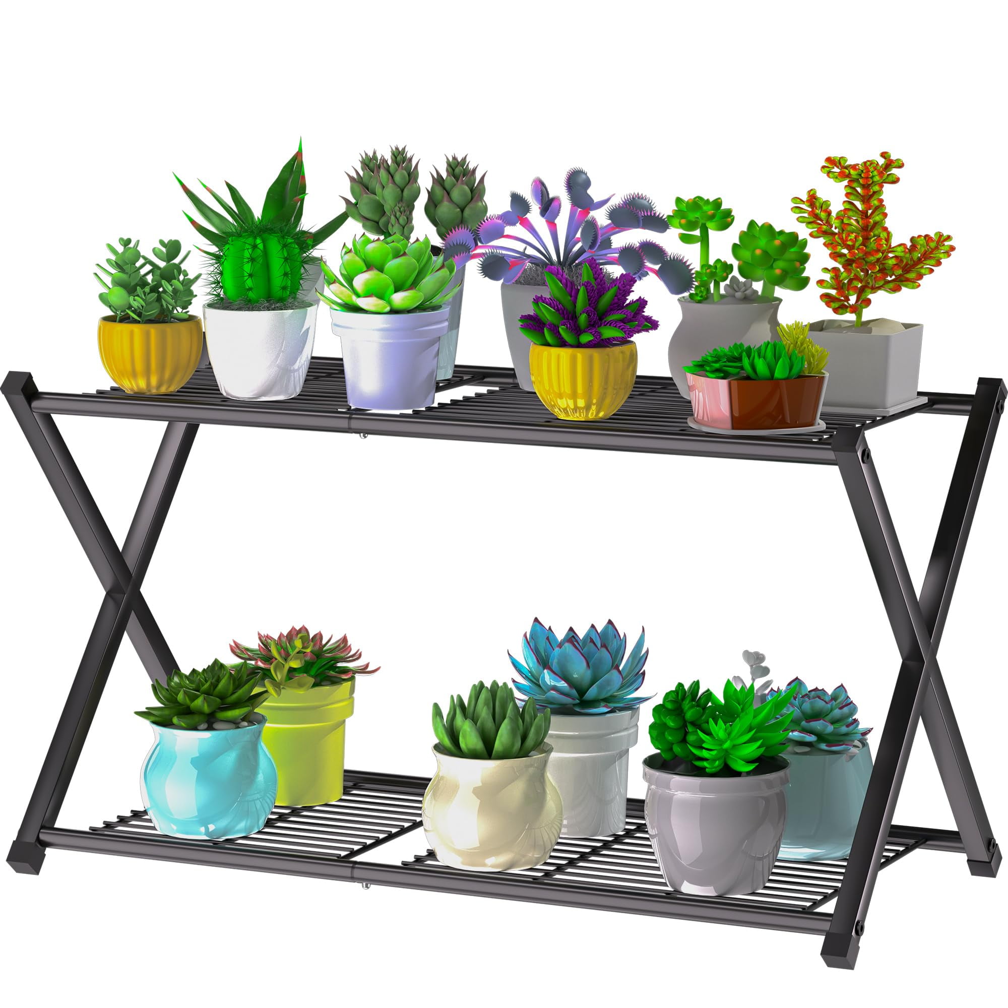 GIOTORENT 2 Tier Plant Stand Indoor, Narrow Plant Stand Outdoor, Display Rack Corner Flower Rack ...