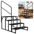 GIOTORENT 4-Step RV Stairs with Handrail, Anti-Slip Portable Outdoor ...