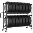 GIOTORENT Rolling Tire Storage Rack for Garage - 57"W Adjustable 2-Tier ...
