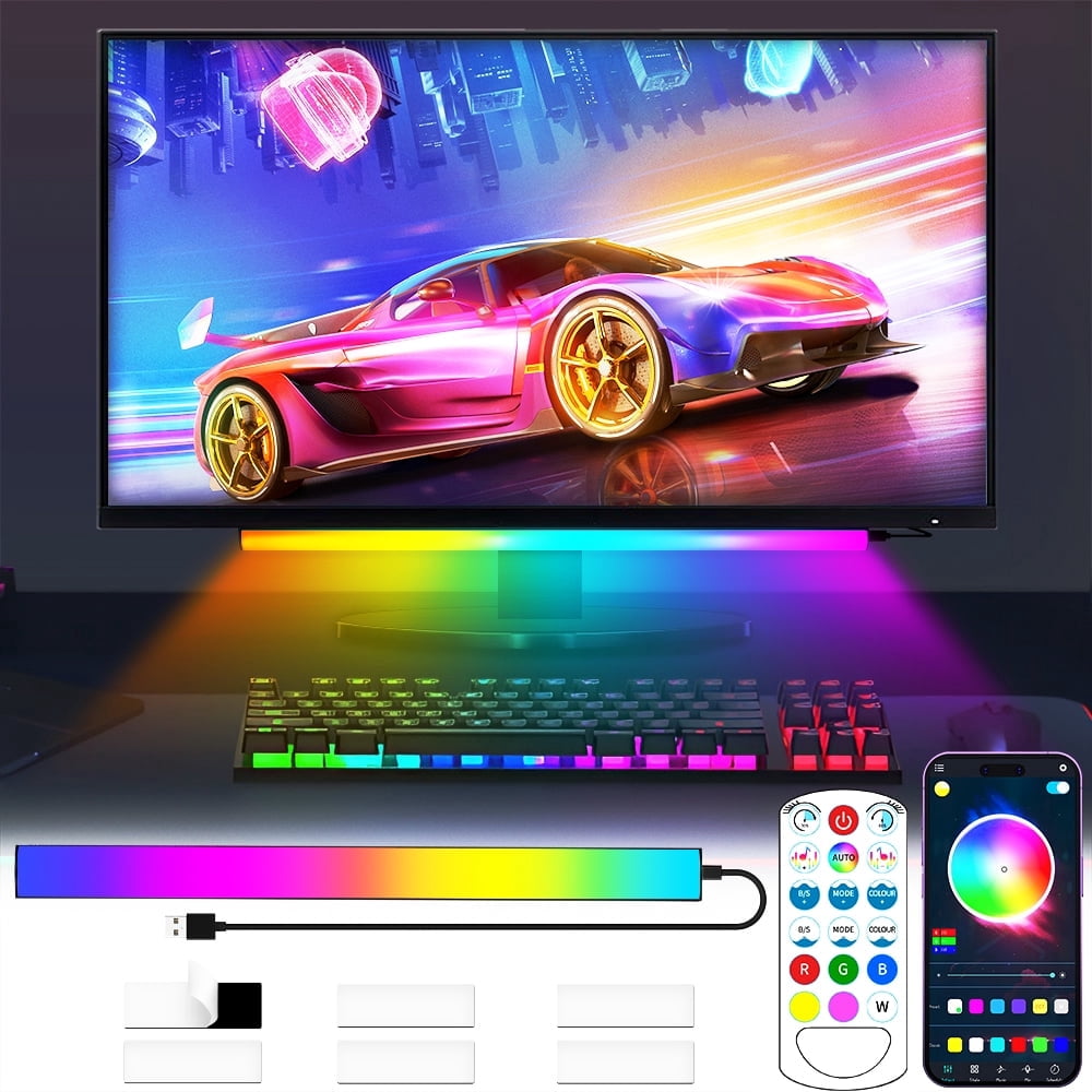 GIPOYENT RGB Gaming Monitor Light Bar, 16.53In LED Strip Lights for PC ...
