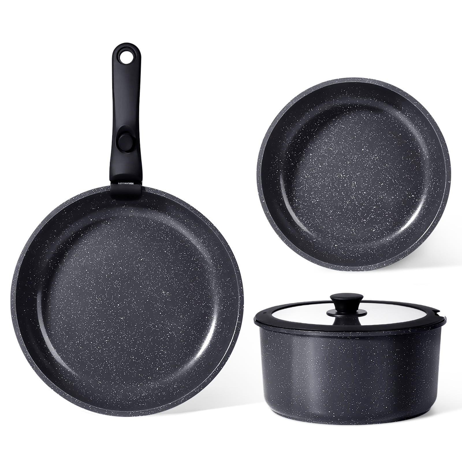 GIPP 5Pcs Pots and Pans Set Non stick,Ceramic Cookware Sets with ...