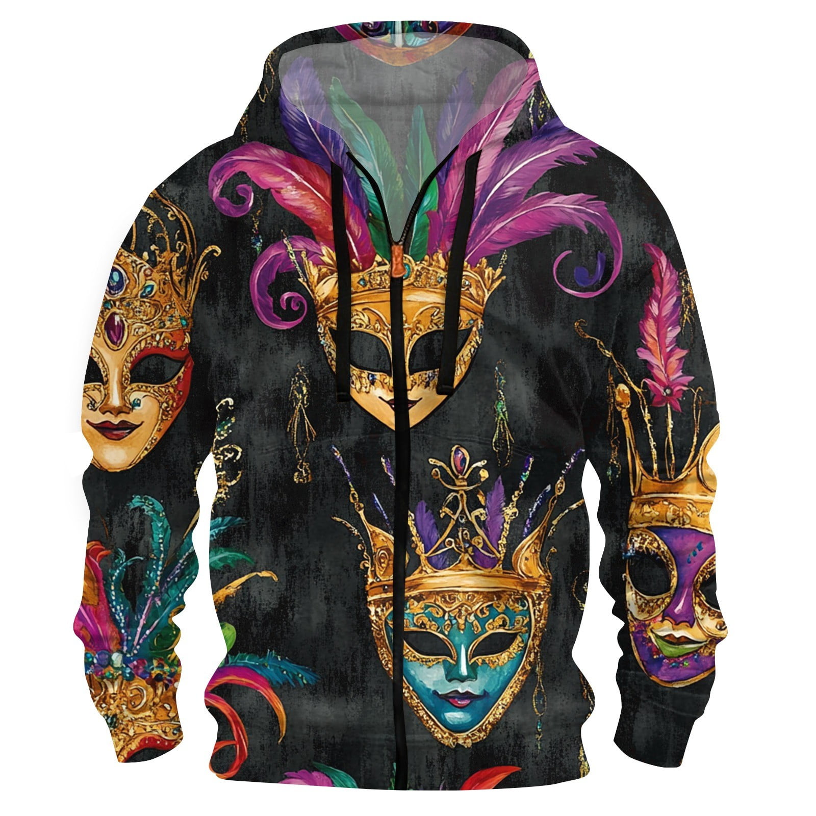 GIPQJK 2025 Mardi Gras Hoodies for Men Carnival Themed Full-Zip ...
