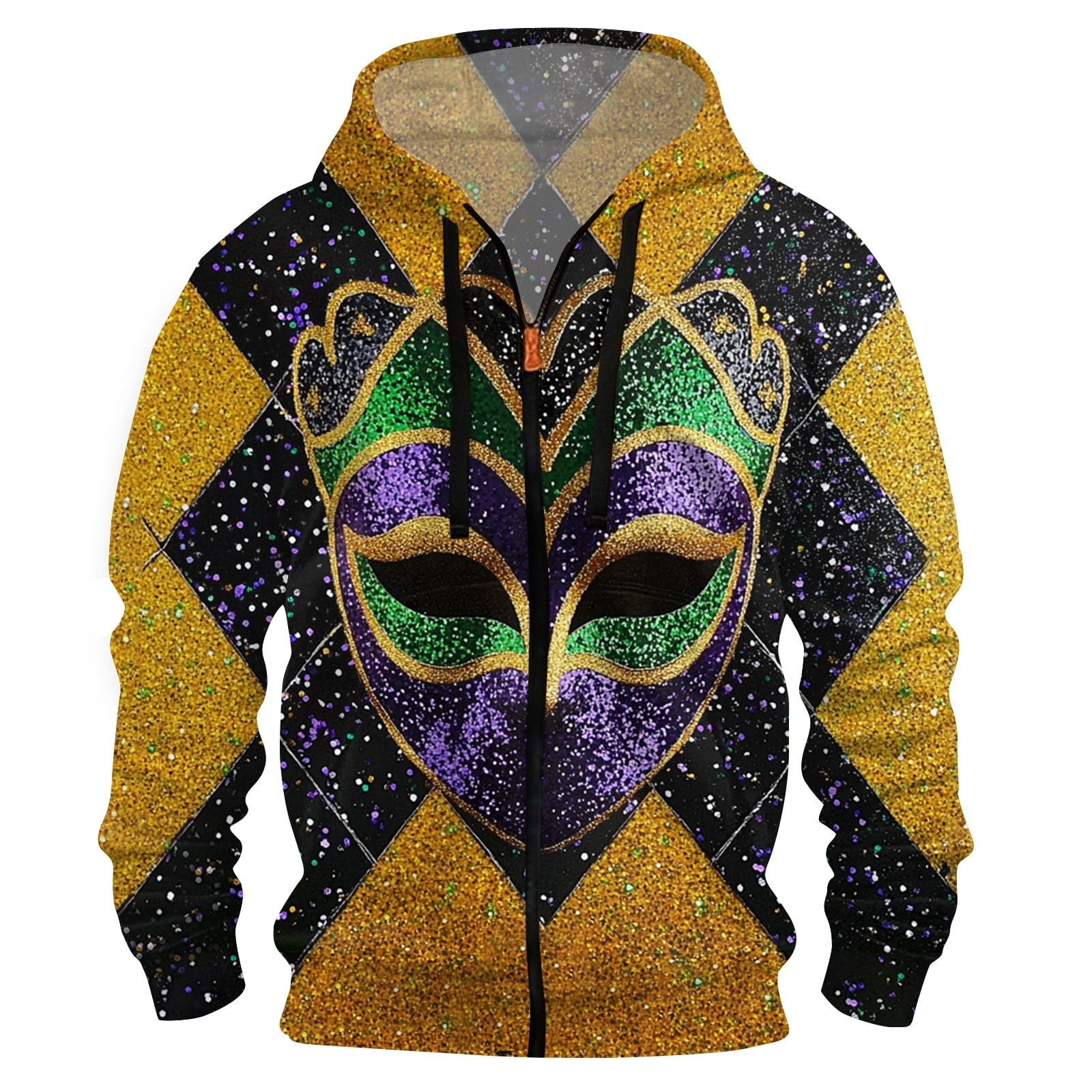GIPQJK 2025 Mardi Gras Hoodies for Men Carnival Themed Full-Zip ...