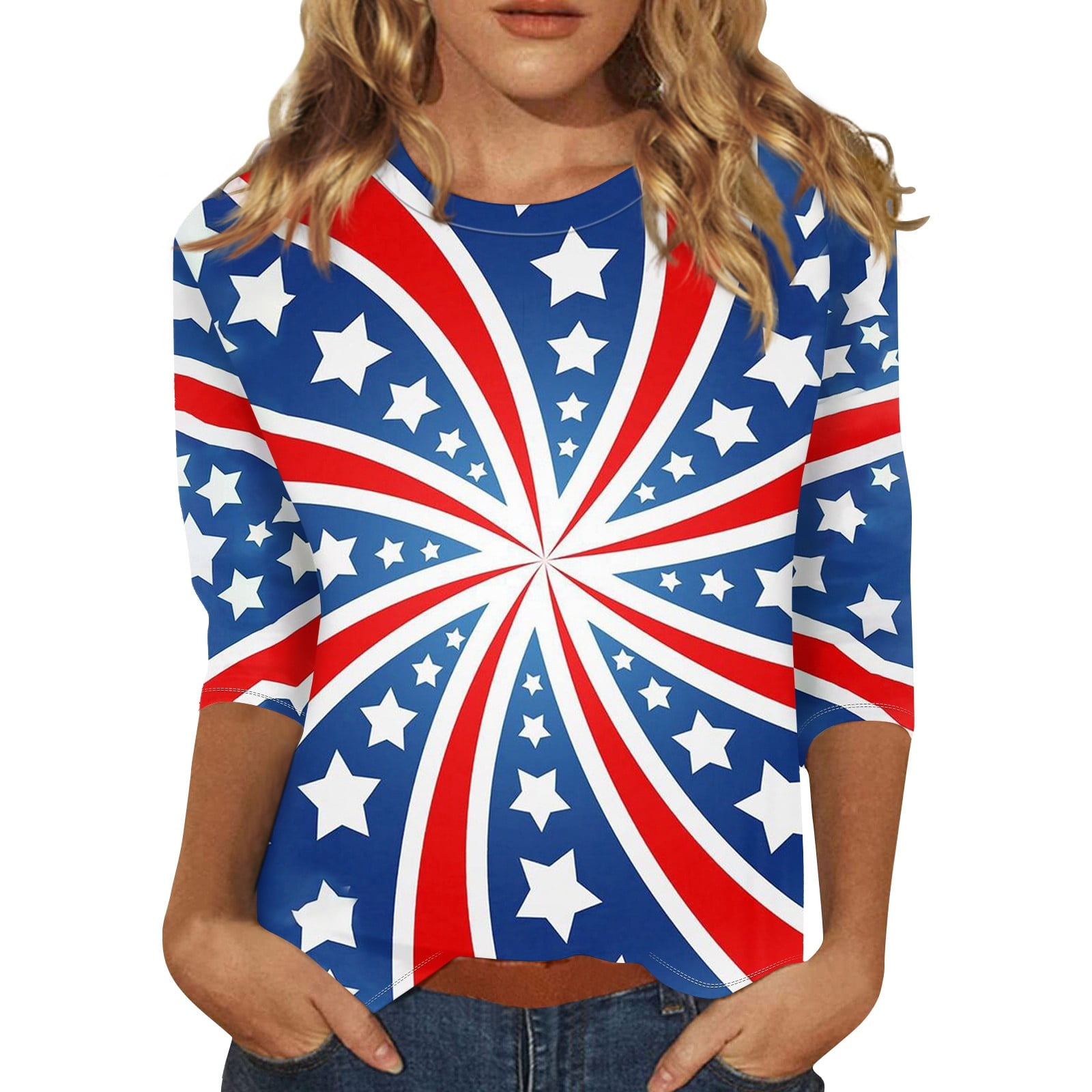 Gipqjk 4th Of July American Flag Shirts Women Summer Usa Flag T Shirt
