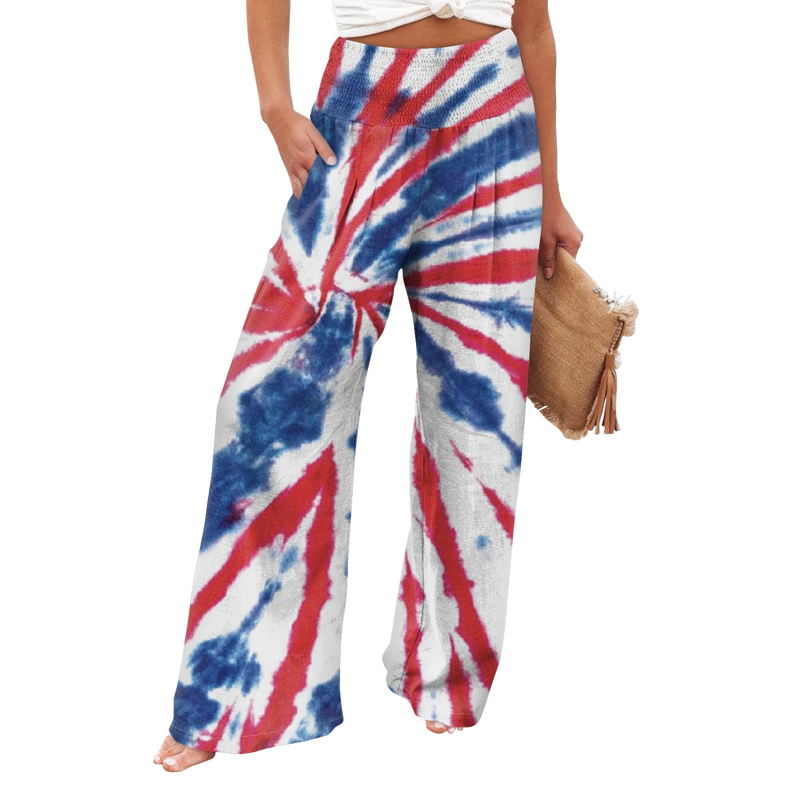 GIPQJK American Flag Linen Pants Women Comfy Flowy Wide Leg Pants 4th ...