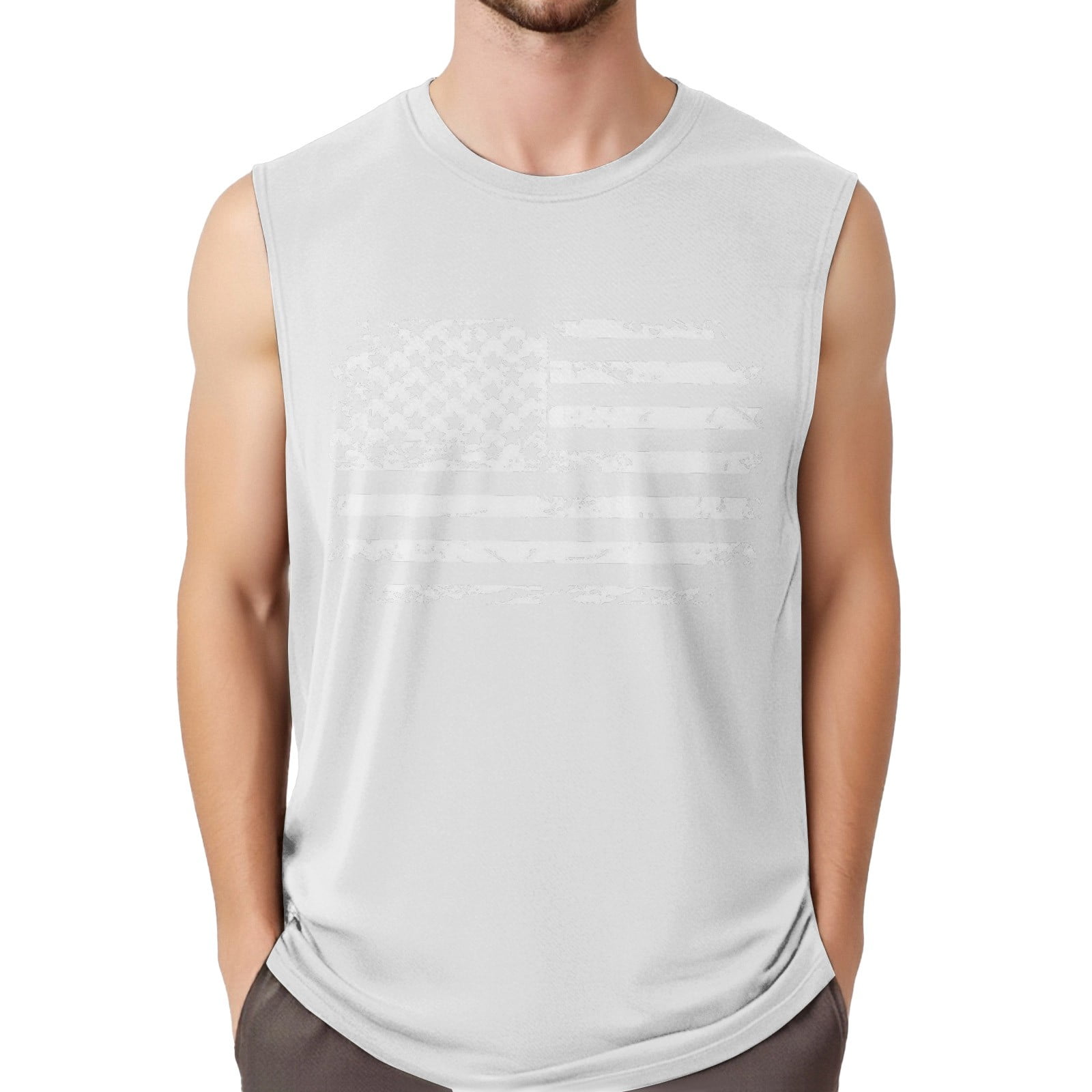 GIPQJK Beach Tank Tops for Men American Flag Crew Neck Sleeveless Tops ...