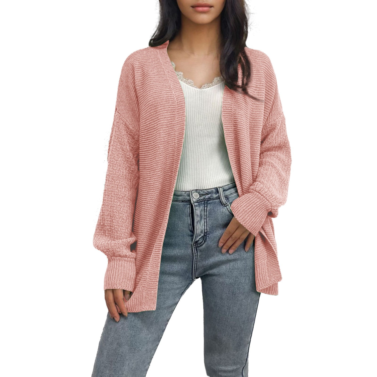 GIPQJK Cardigans for Women Trendy Open Front Waffle Knit Cardigan ...