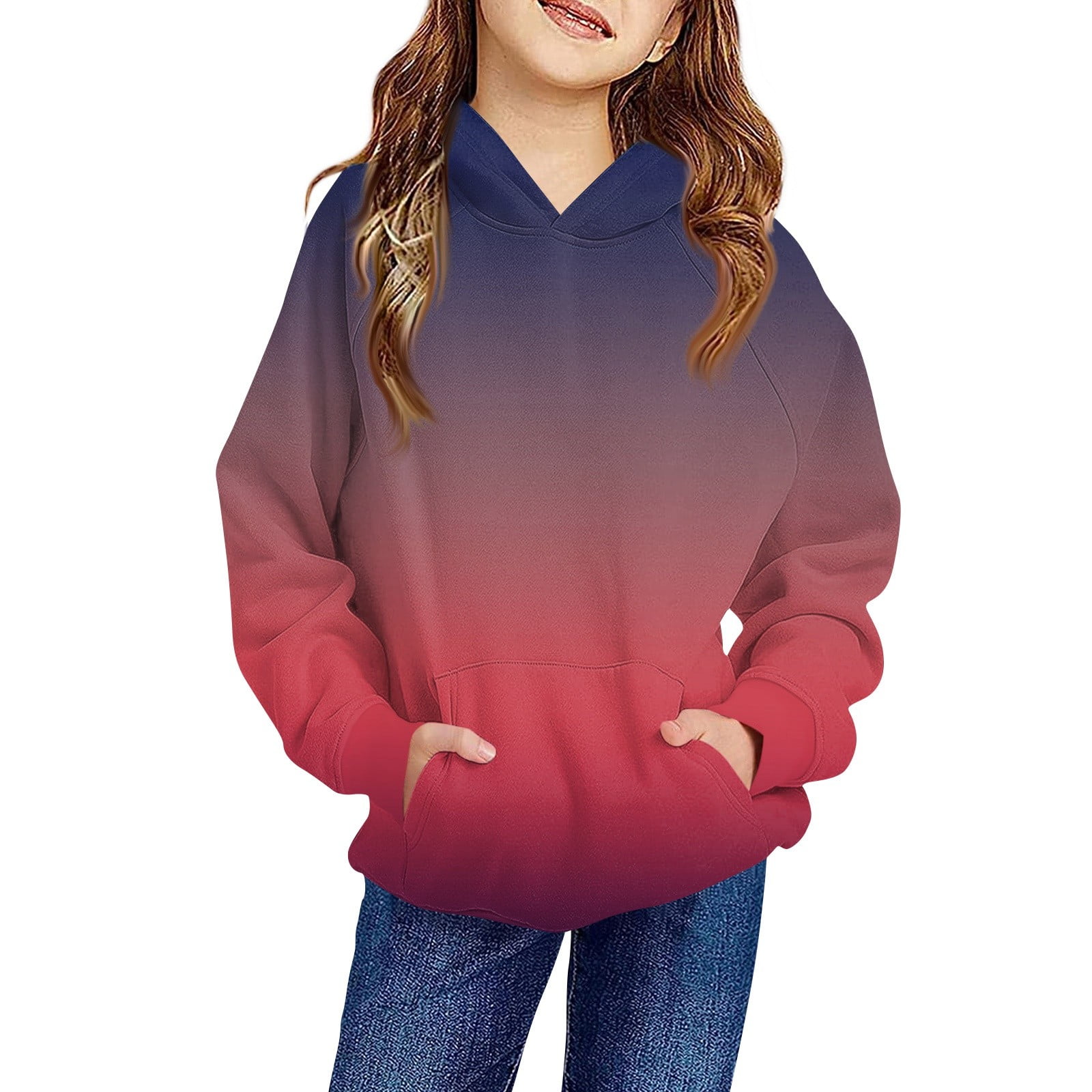 GIPQJK Hoodies for Girls and Boys 3-14 Years Gradient Long Sleeve ...