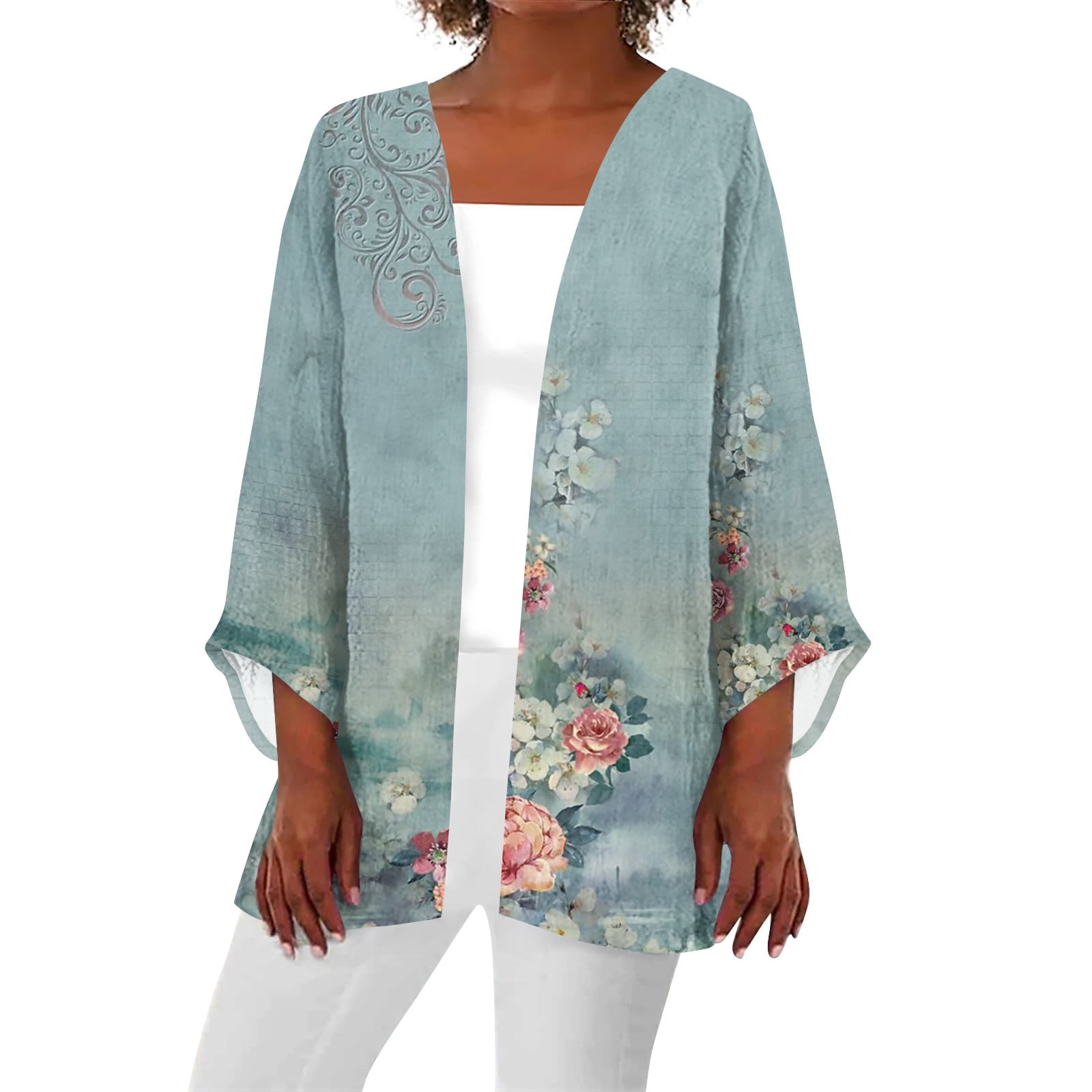 GIPQJK Light Weight Cardigan Women 3/4 Sleeve Cardigans Plus Size ...