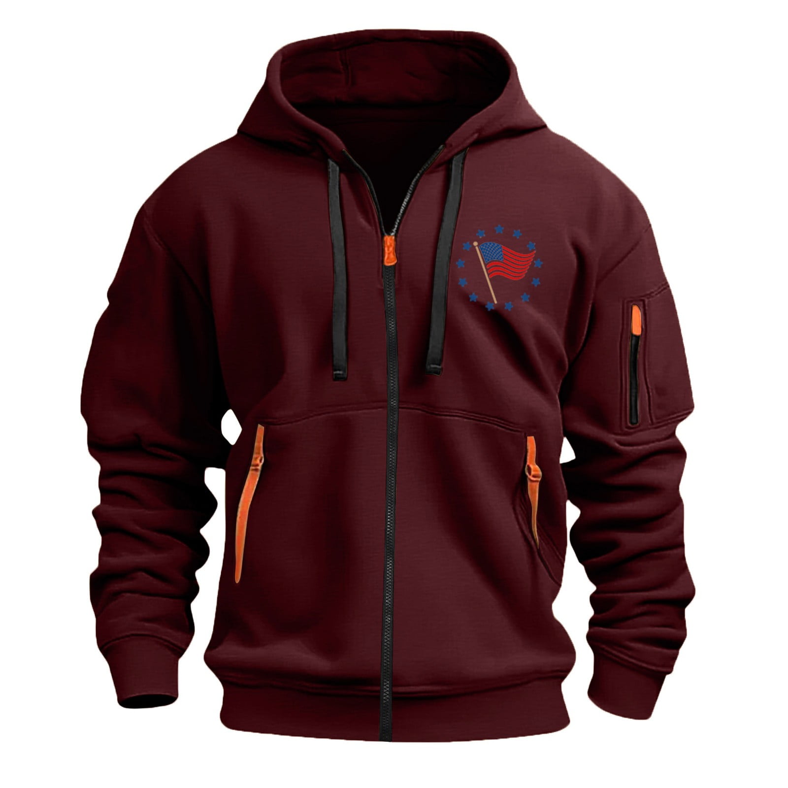 GIPQJK Men Usa Flag Hoodies Full-Zip Fleece American Flag Tactical ...