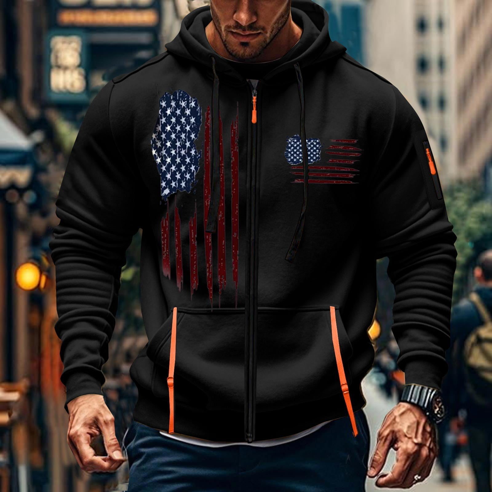 GIPQJK Men Zip Up Hoodies Tactical Fleece Long Sleeve Outdoor ...