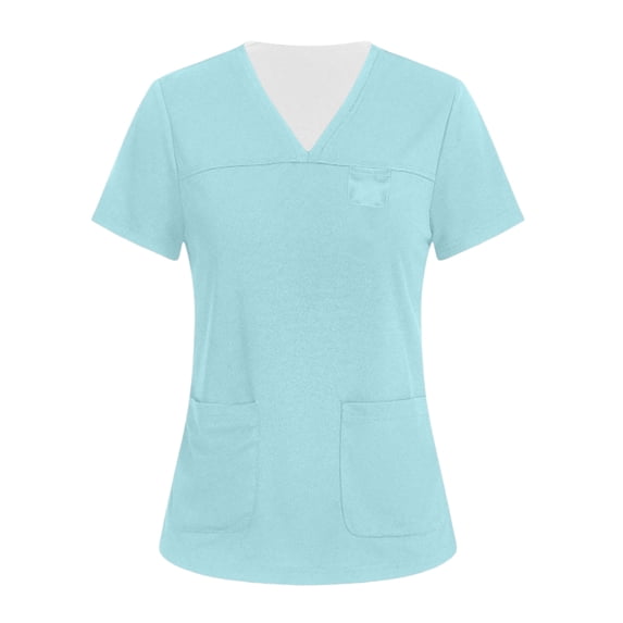 GIPQJK Nursing Scrubs Womens V-Neck Short Sleeve Solid Color Medical ...