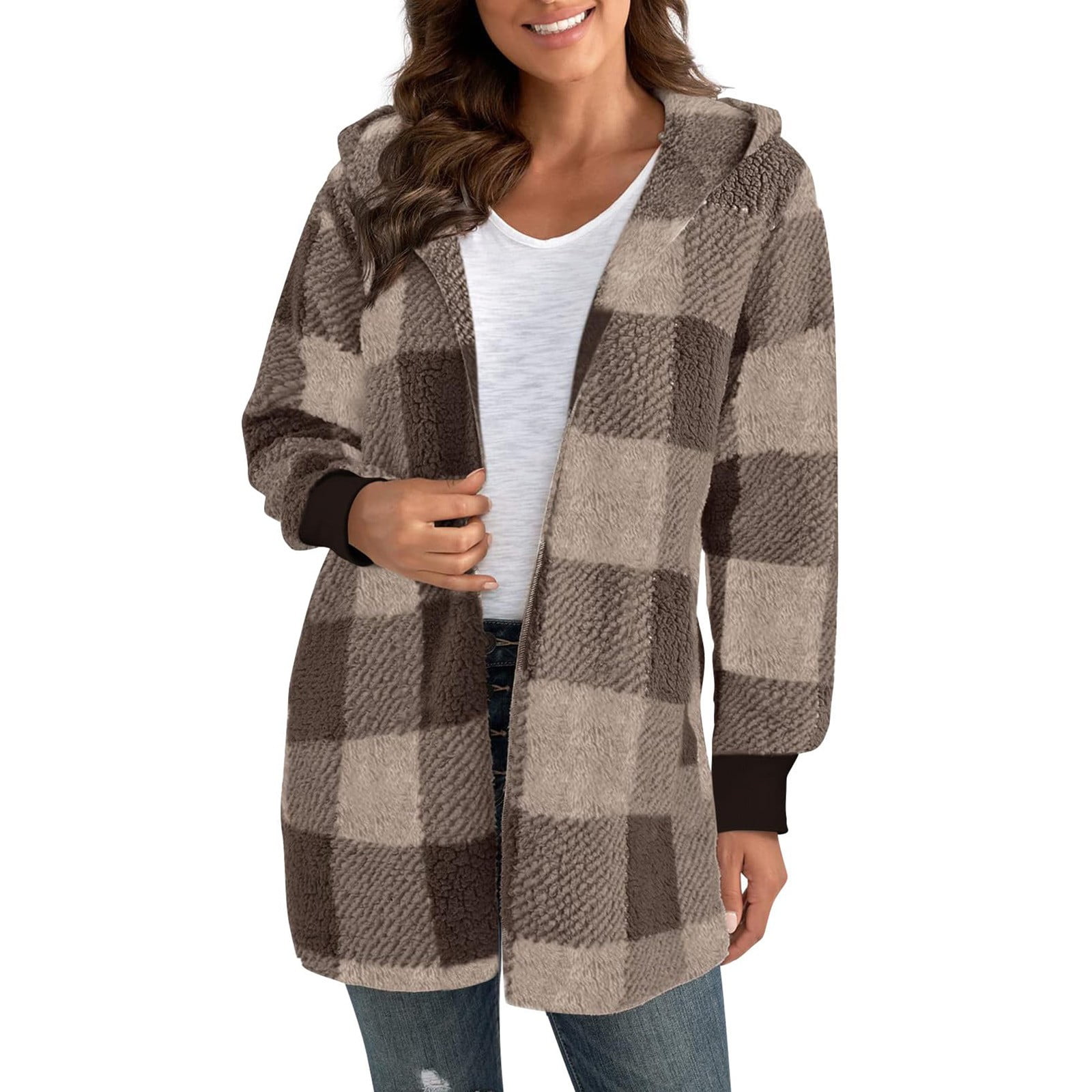 GIPQJK Plaid Jacket for Woman Plus Size Plaid Shacket Jacket Oversized ...