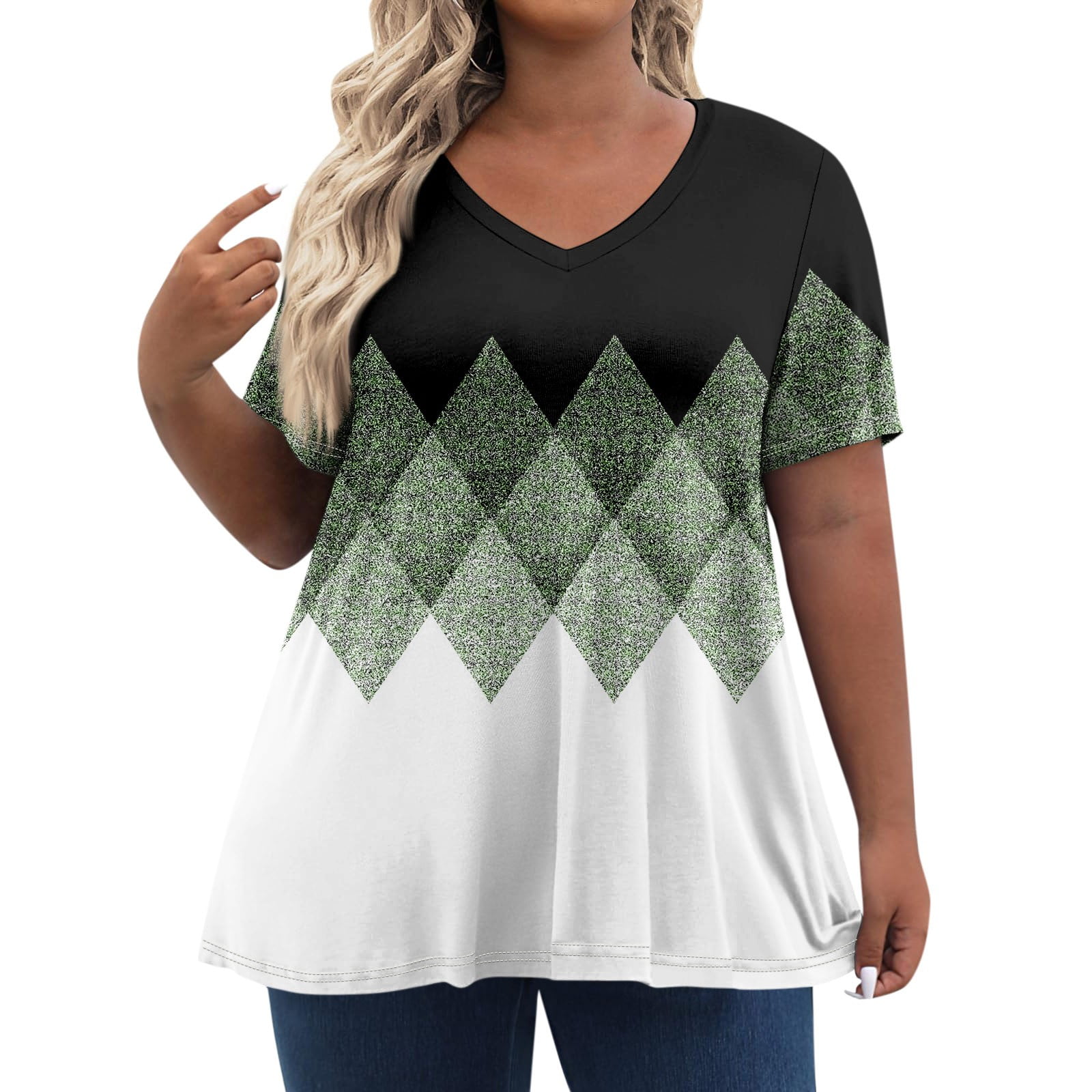 GIPQJK Plus Size Clothes for Women 4x-5x V-Neck Short Sleeve Loose ...