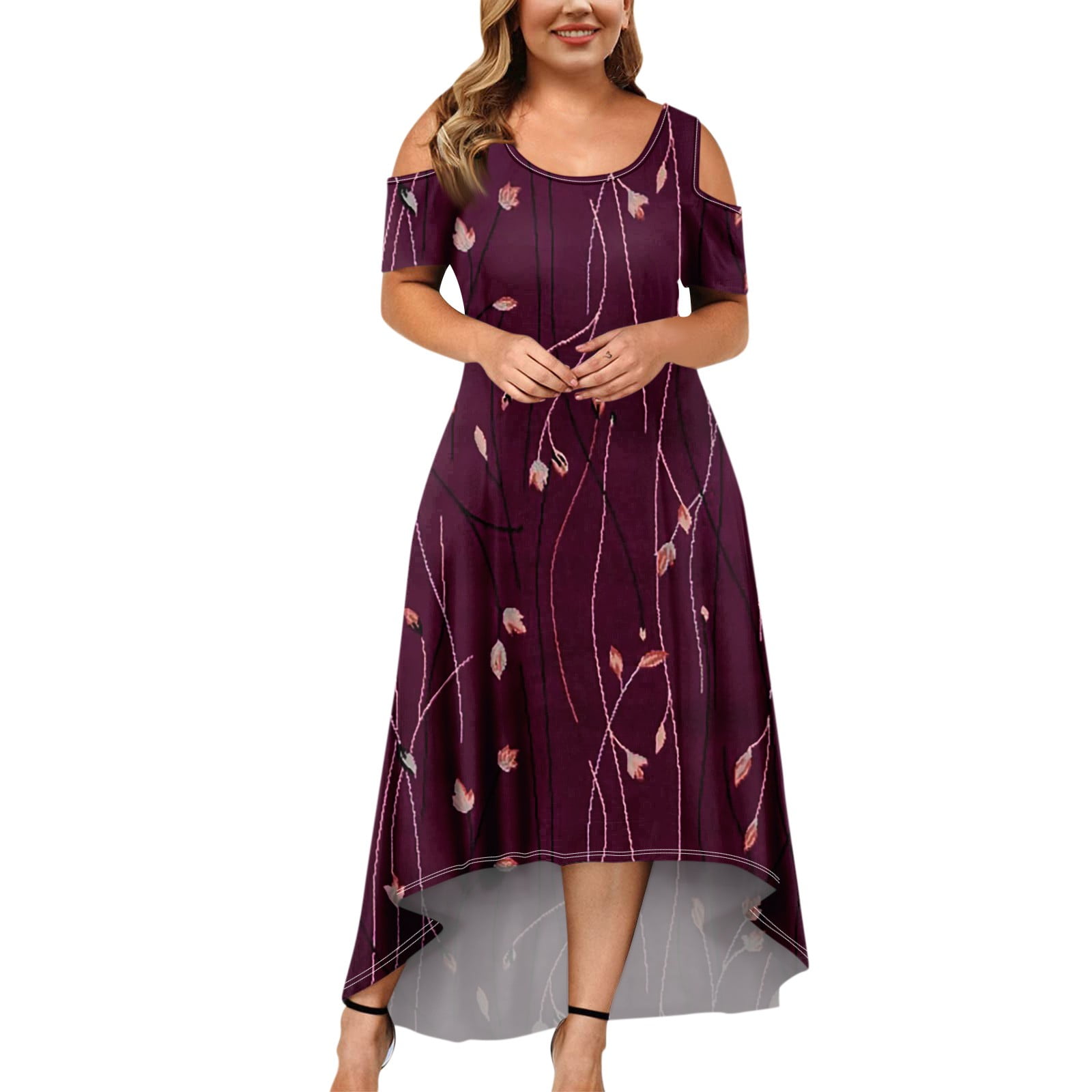 Gipqjk Plus Size Summer Sundress For Women 4x Trendy Floral Boho Off