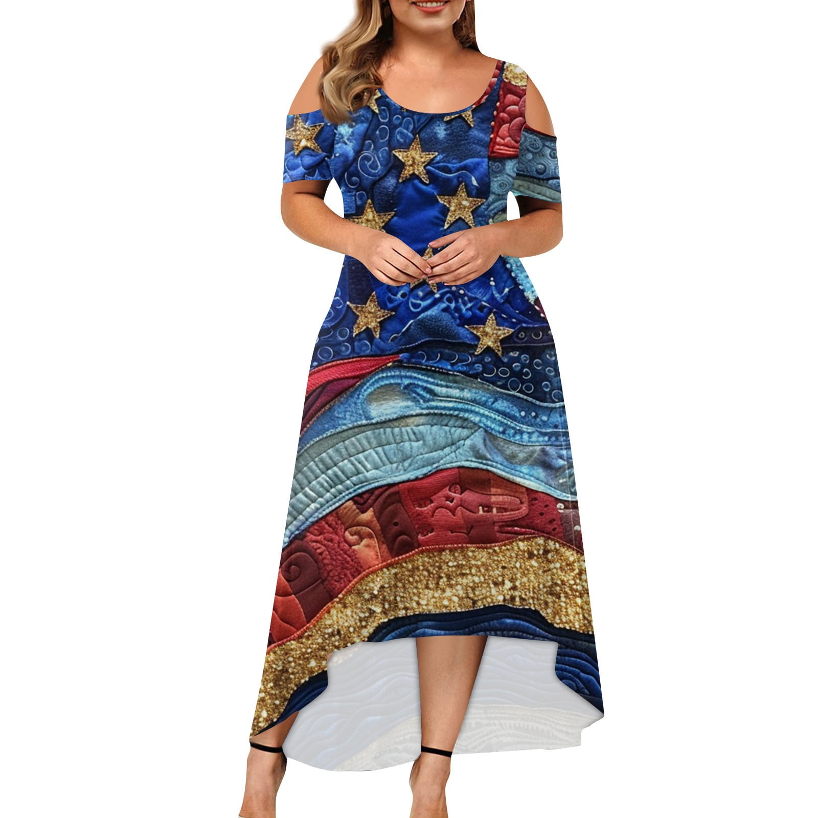 Gipqjk Plus Size Sundress For Curvy Women 5x Trendy American Flag Boho