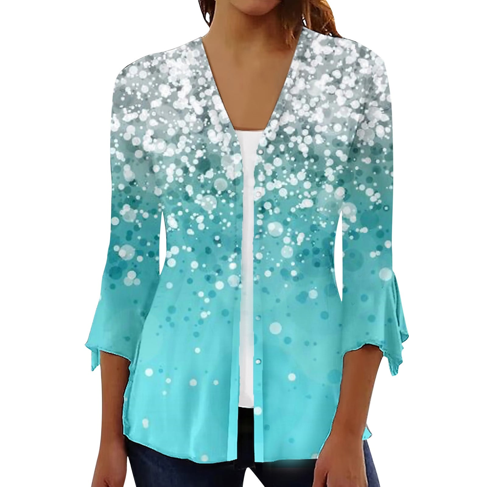 GIPQJK Summer Cardigans for Women Lightweight 3/4 Sleeve Summer Shrugs ...