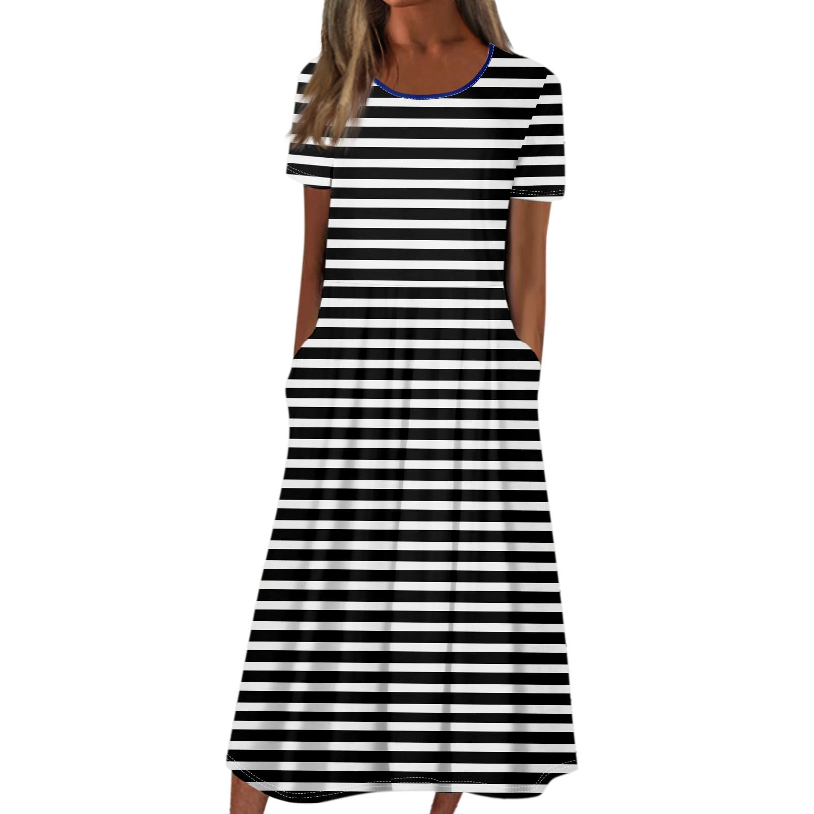 Gipqjk Summer Dresses For Women Vacation Causal Crew Neck Short Sleeve