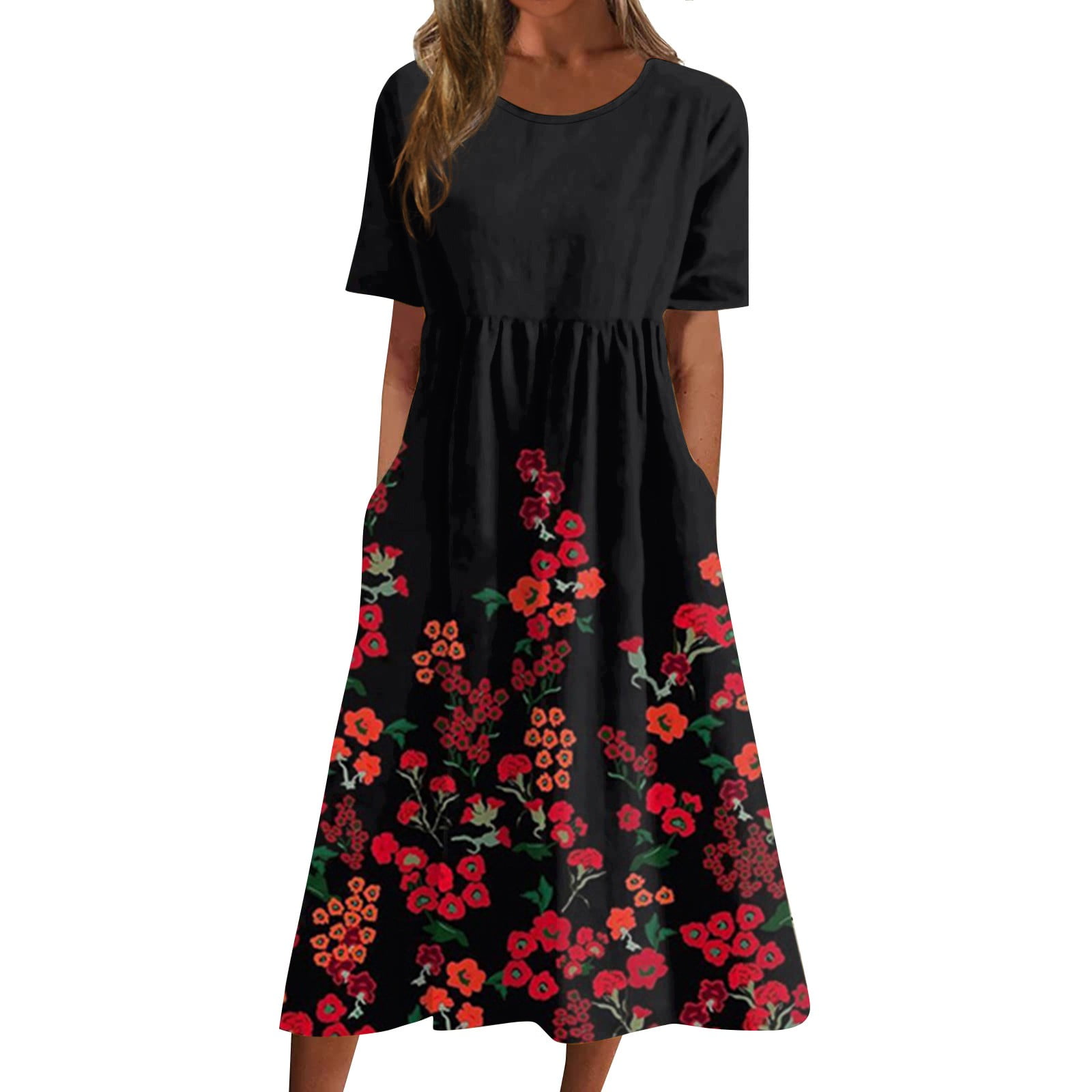 Gipqjk Womens Summer Dresses 2024 Vacation Causal Scoop Neck Short