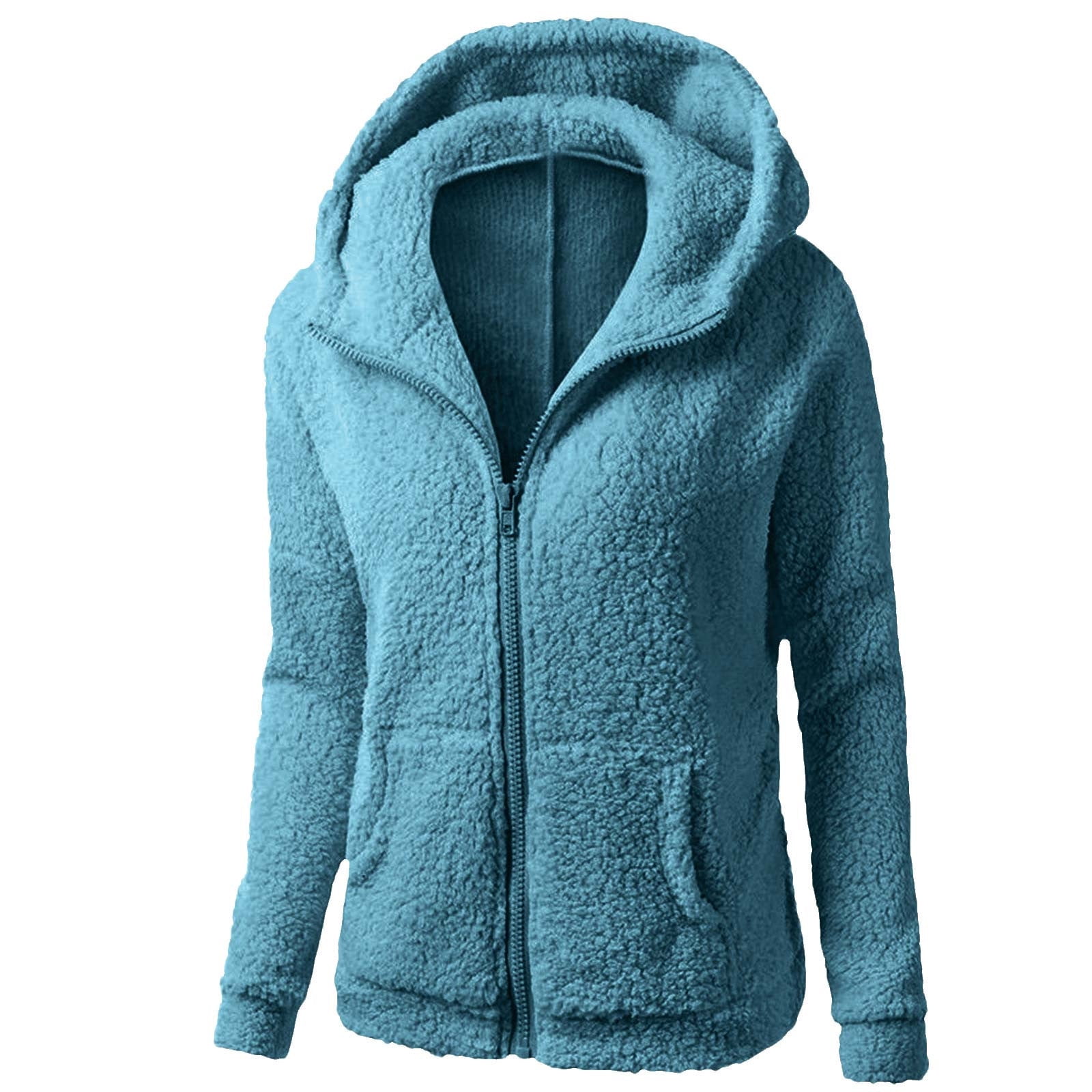 GIPQJK Womens Fleece Jacket Fall Winter Zip Up Coats Fuzzy Fleece ...