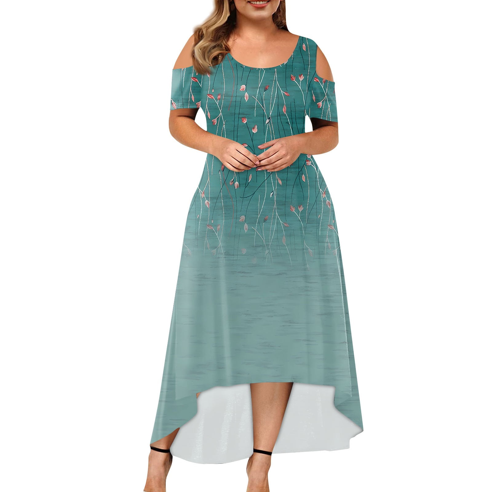 Gipqjk Womens Plus Size Summer Maxi Dresses 4x Trendy Floral Boho Off