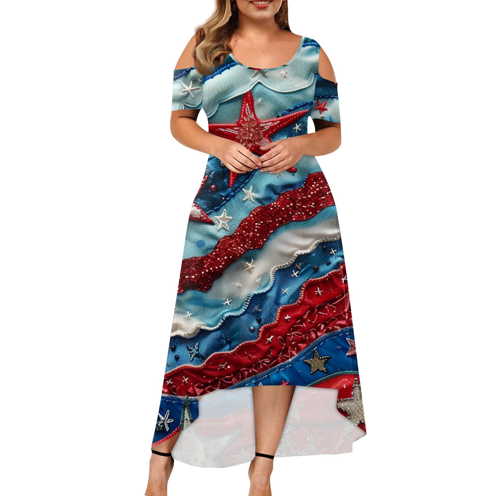 Gipqjk Womens Plus Size Summer Maxi Dresses Clearance Trendy American