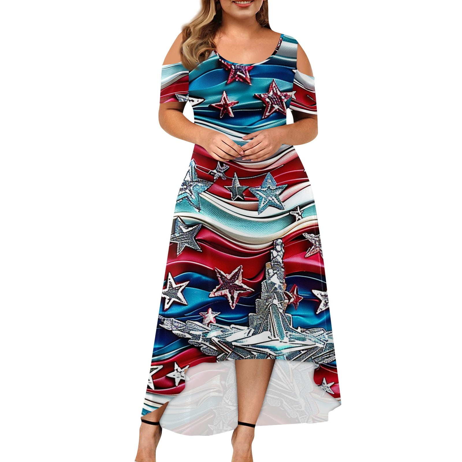 Gipqjk Womens Plus Size Summer Maxi Dresses Clearance Trendy American