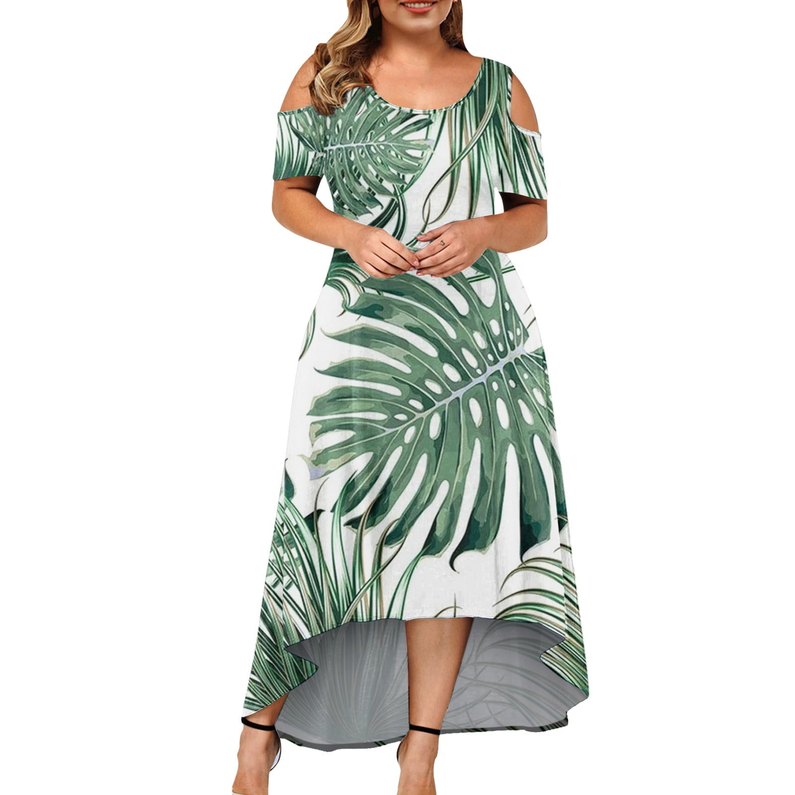 Gipqjk Womens Plus Size Summer Sun Dresses 5x Trendy Floral Boho Off