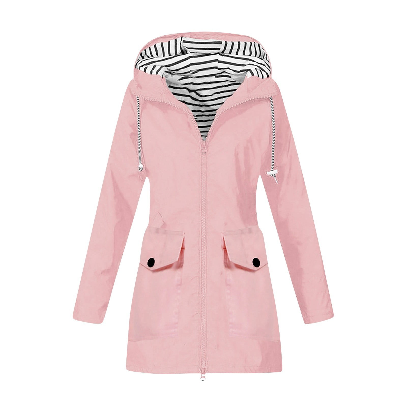 GIPQJK Womens Rain Coat Waterproof Long Hooded Travel Jacket ...