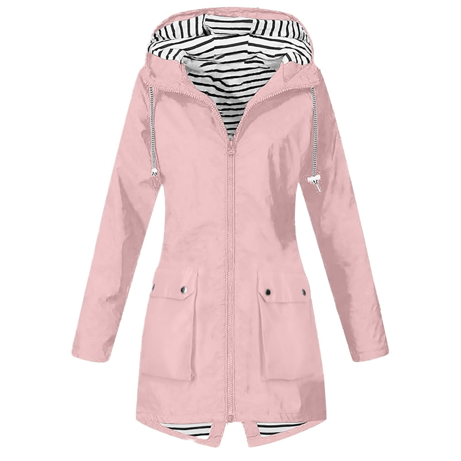 GIPQJK Womens Raincoats Waterproof with Hood Packable Travel Jacket ...