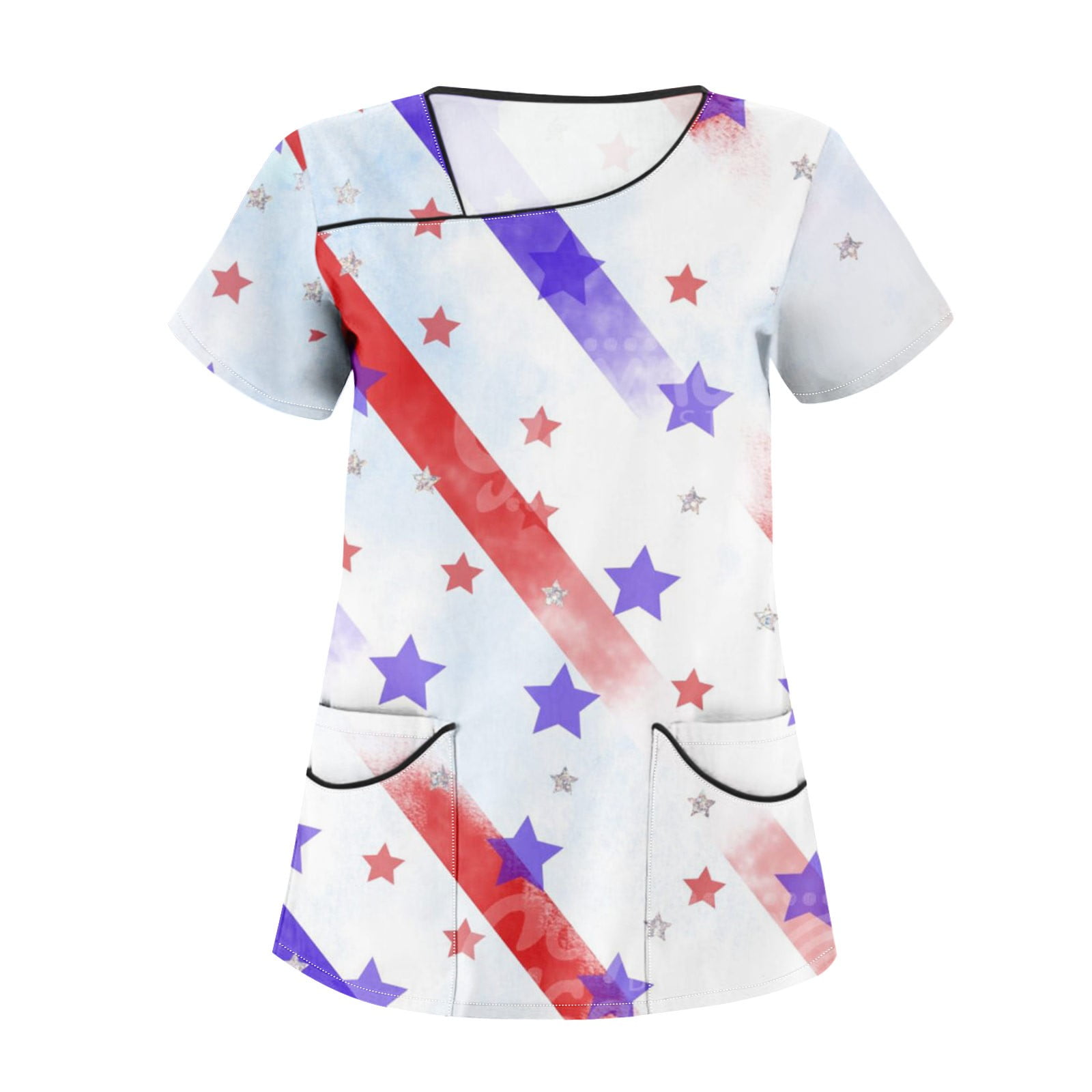 GIPQJK Womens Scrubs_Tops,Print Nurse Uniforms for Women American Flag ...