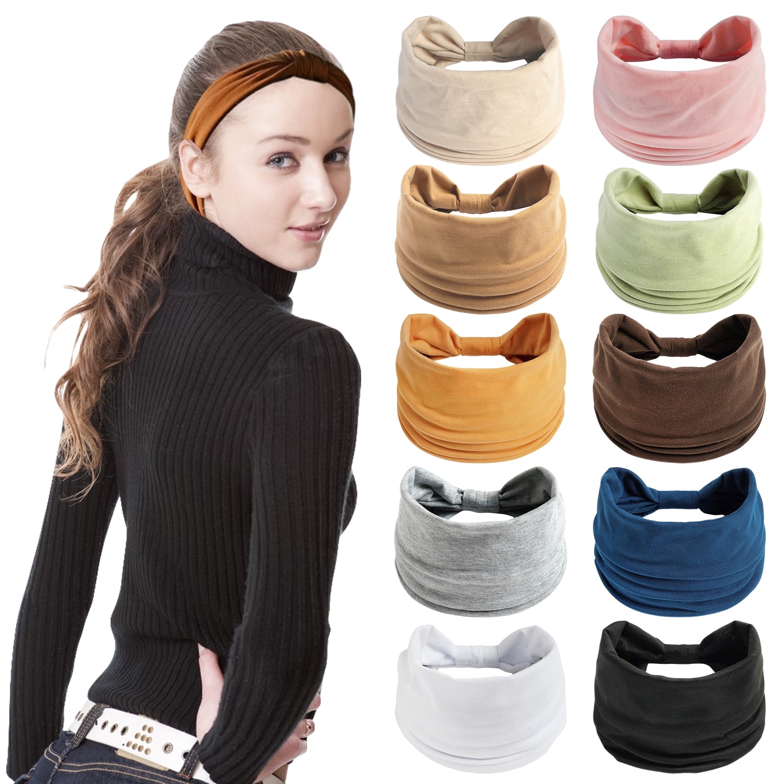 GIRACOA 10 Pack Wide Headbands for Women - Non-Slip Stretchy Yoga Hair ...