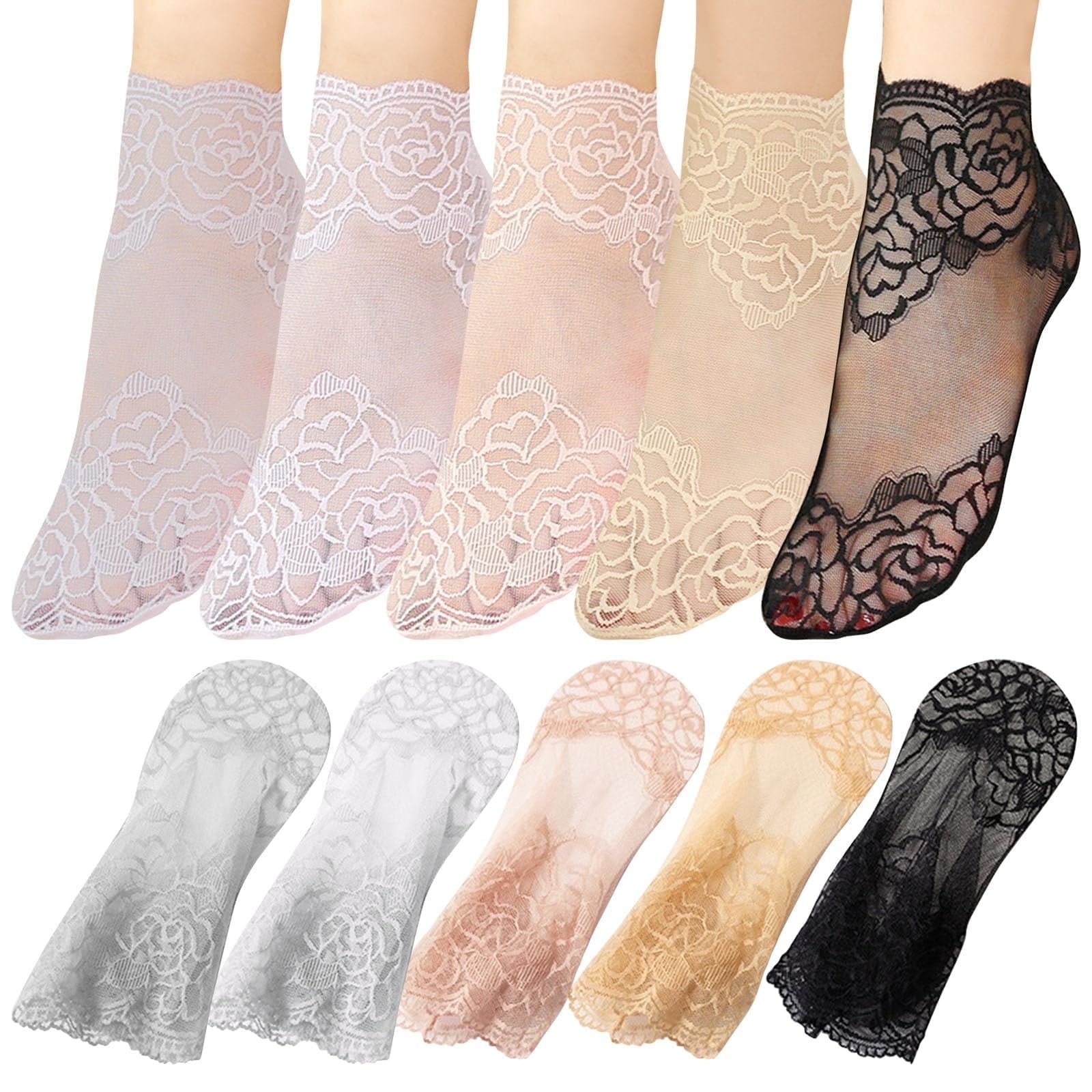 GIRACOA 10 Pairs Lace Socks Women Multi-Colored Fishnet Socks ...