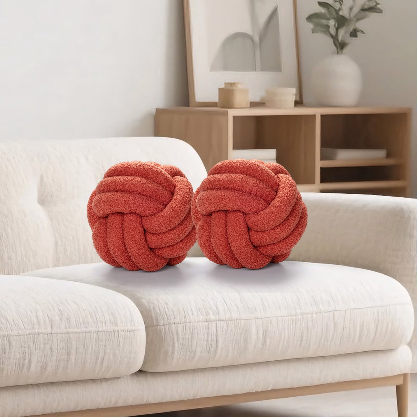 GIRACOA 2 PCS Knot Ball Plush Pillows, 8.7 Inch Soft Decorative Throw ...