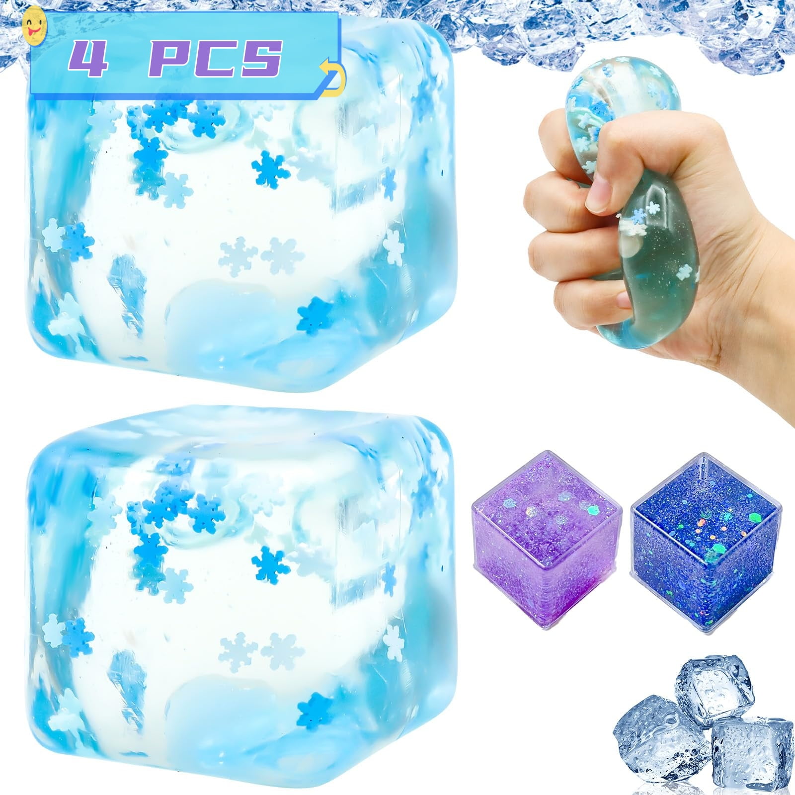 GIRACOA 4 Pieces Anti-Stress Balls, Large Ice Cube Fidget Toys ...