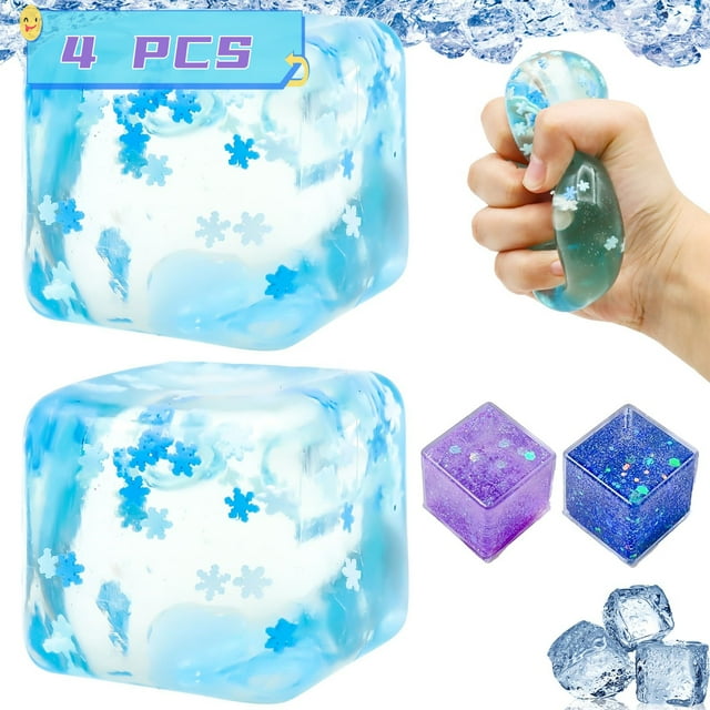 GIRACOA 4 Pieces Anti-Stress Balls, Large Ice Cube Fidget Toys ...