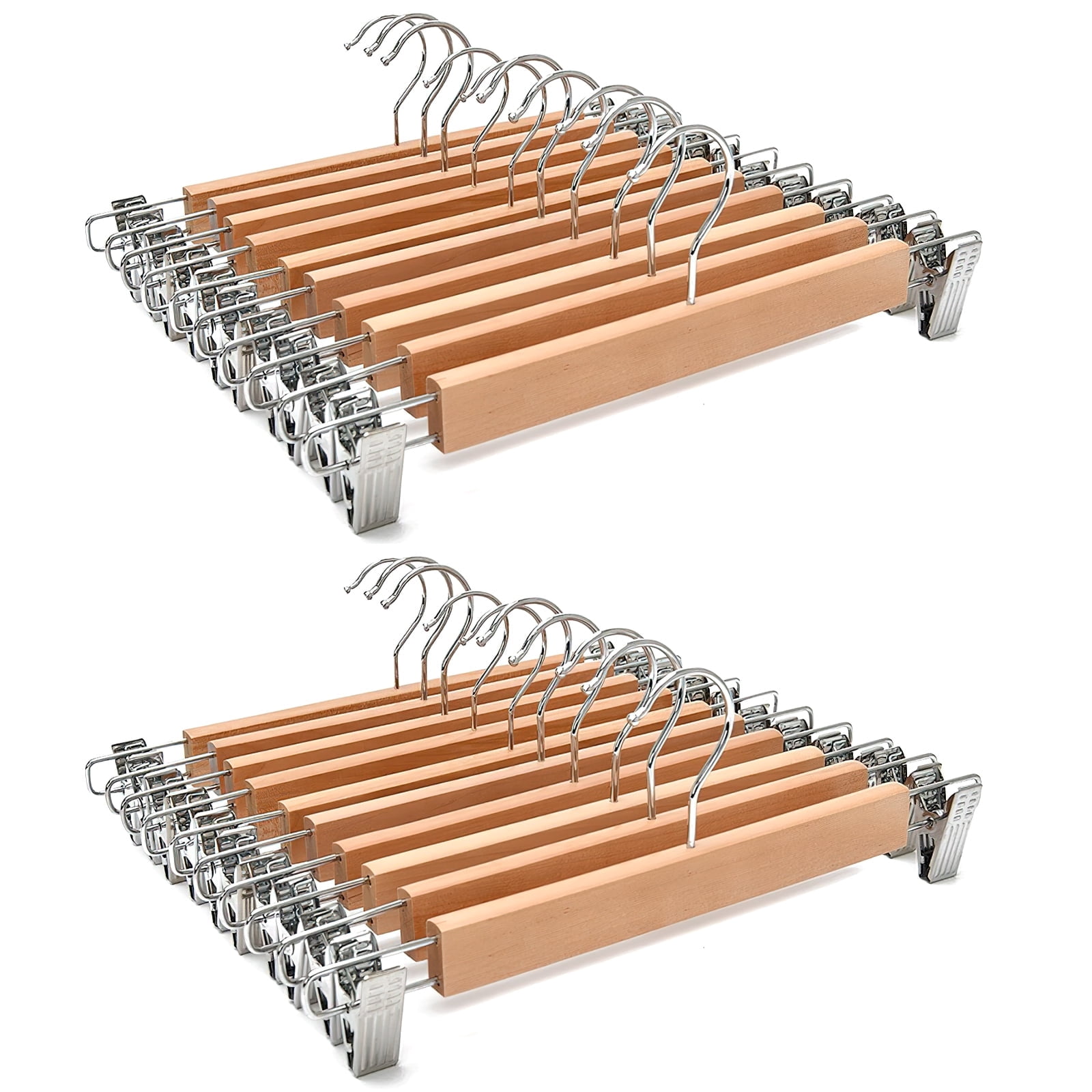 GIRACOA 20 Pack Wood Pants Hangers with Non-Slip Cushion Clips, 13-Inch ...