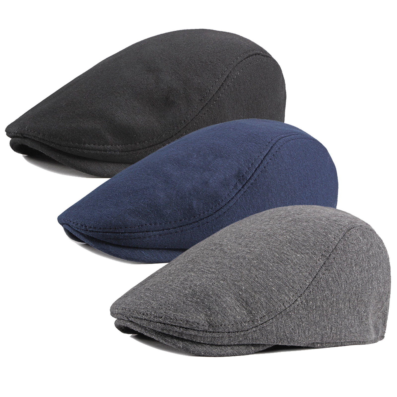 VEGCOO 3 Pieces Newsboy Cap for Men – Adjustable Flat Cap with Soft ...