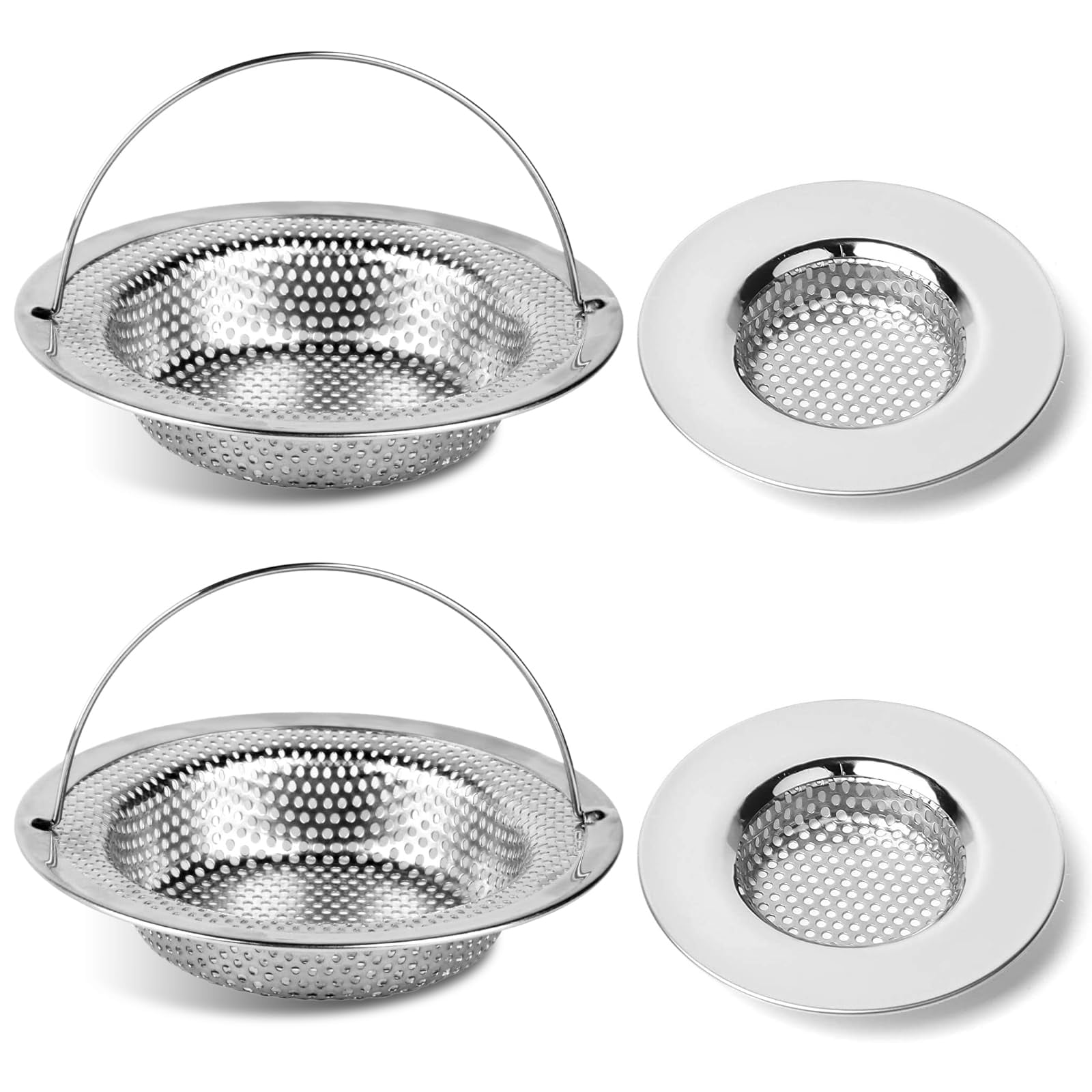 GIRACOA 4 Pcs Kitchen Sink Strainer, Shower Hair Filter, Stainless Steel Sink Filter, Kitchen ...