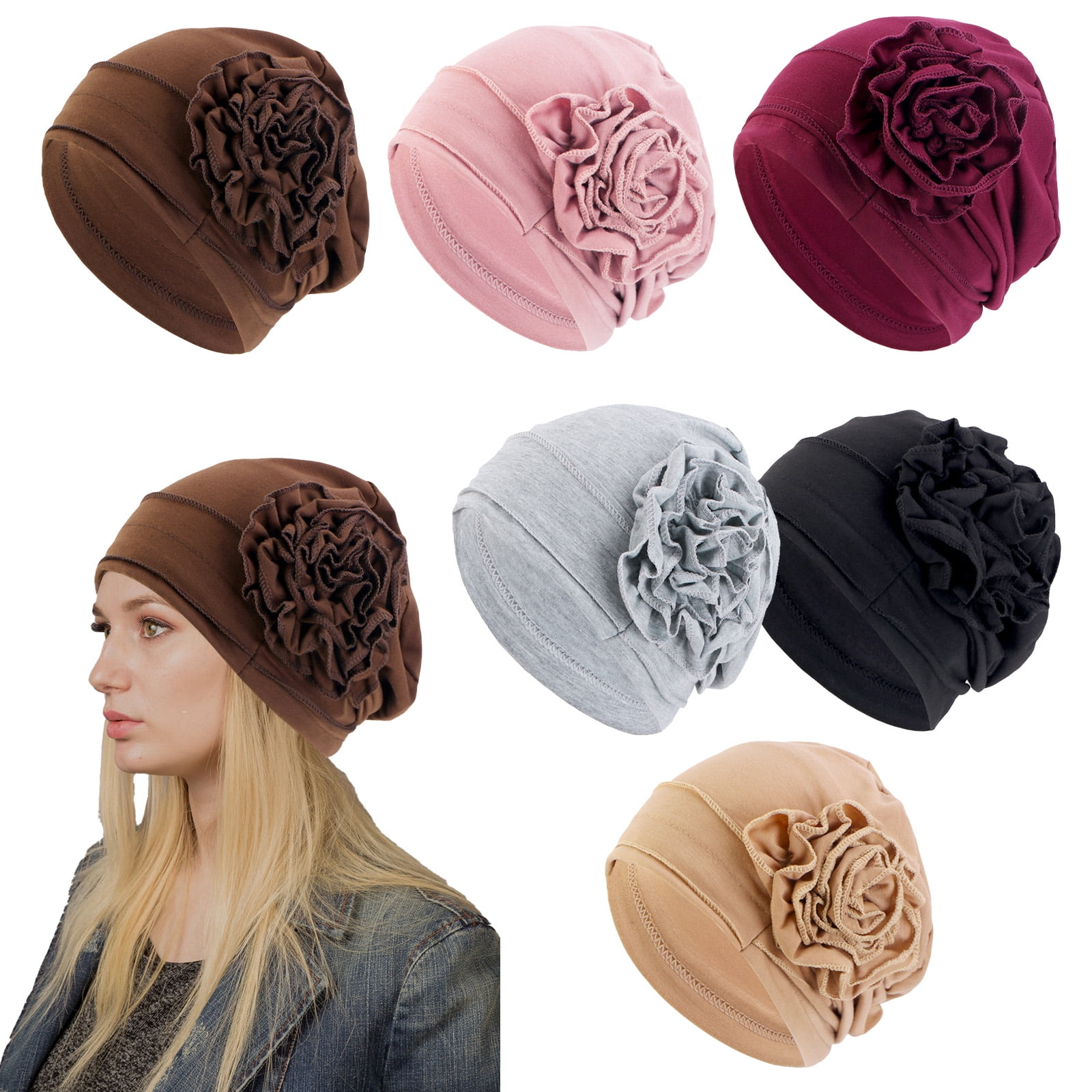 GIRACOA 6 PCS Cotton Turbans for Women, Stretchy Soft Head Caps for ...
