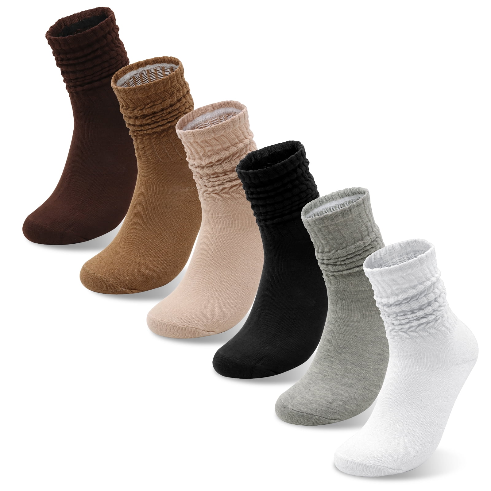 GIRACOA 6 Pairs Slouchy Socks for Women, Scrunch Slouch Long Crew Knit ...
