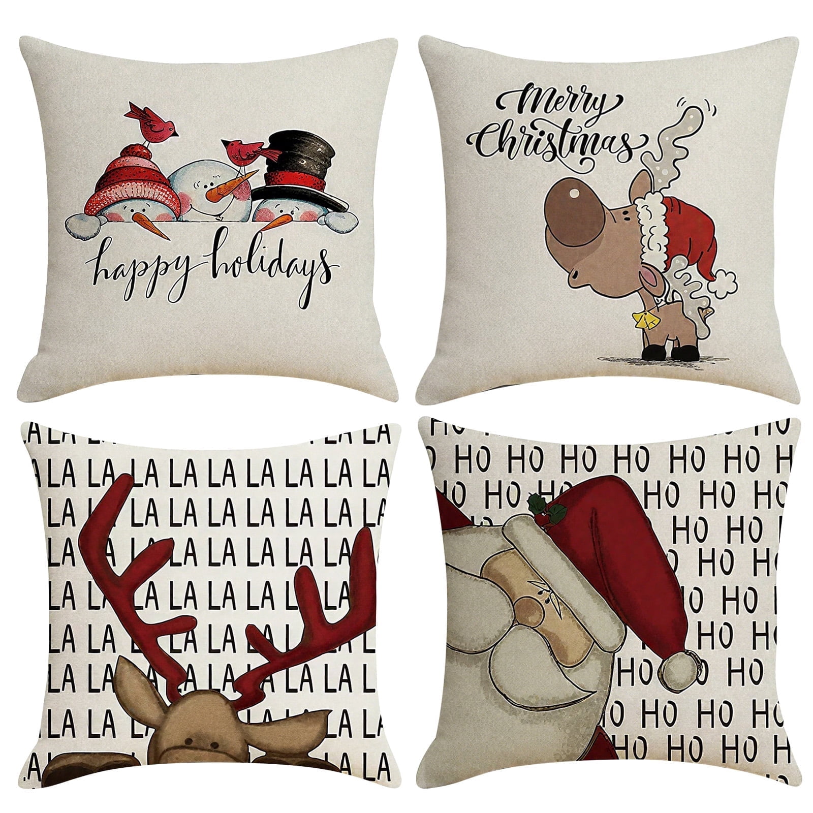 GIRACOA Christmas Pillow Covers 18x18 Set of 4 Christmas Holiday ...