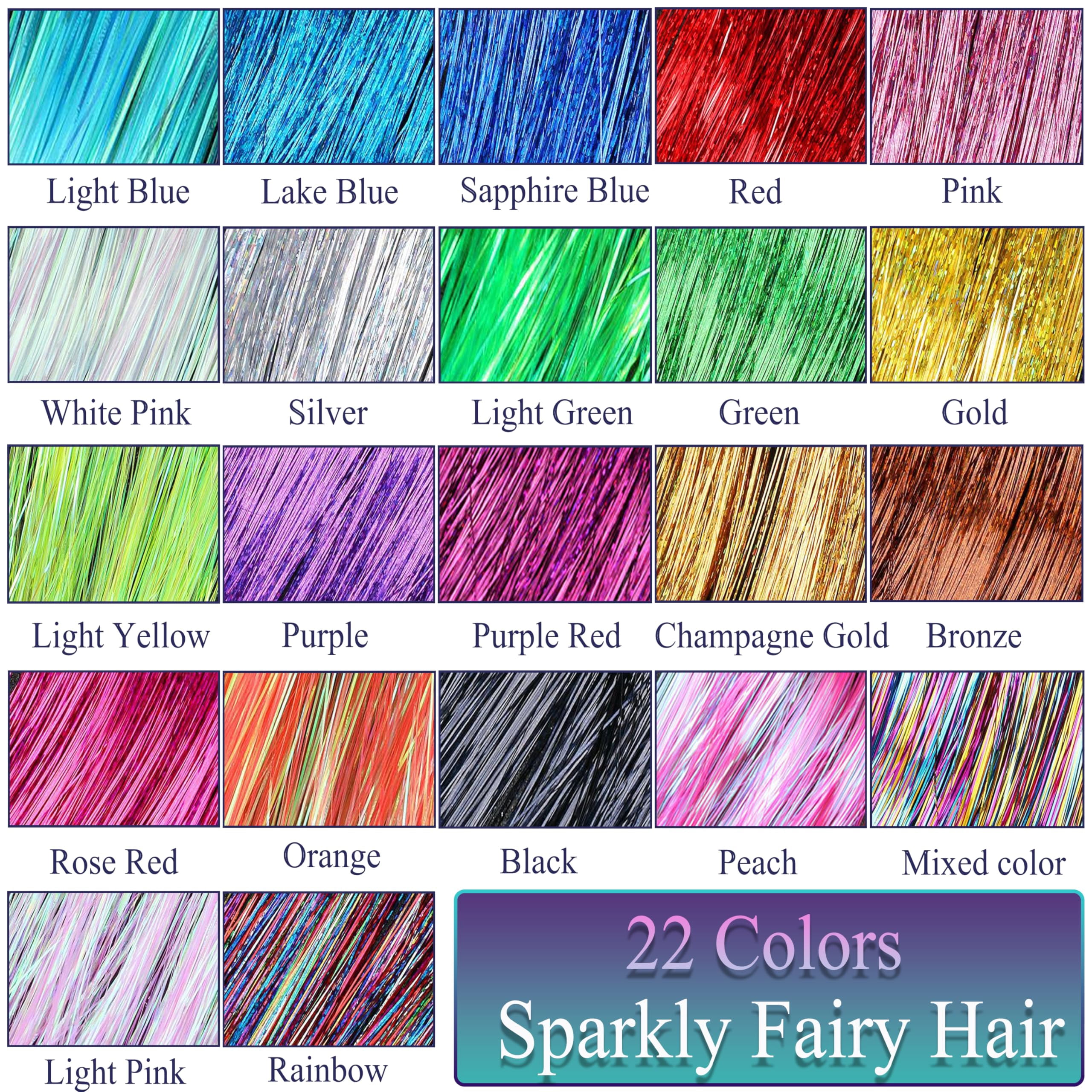 GIRACOA Hair Tinsel Kit with 16 Holographic Colors, Sparkle Goddess ...