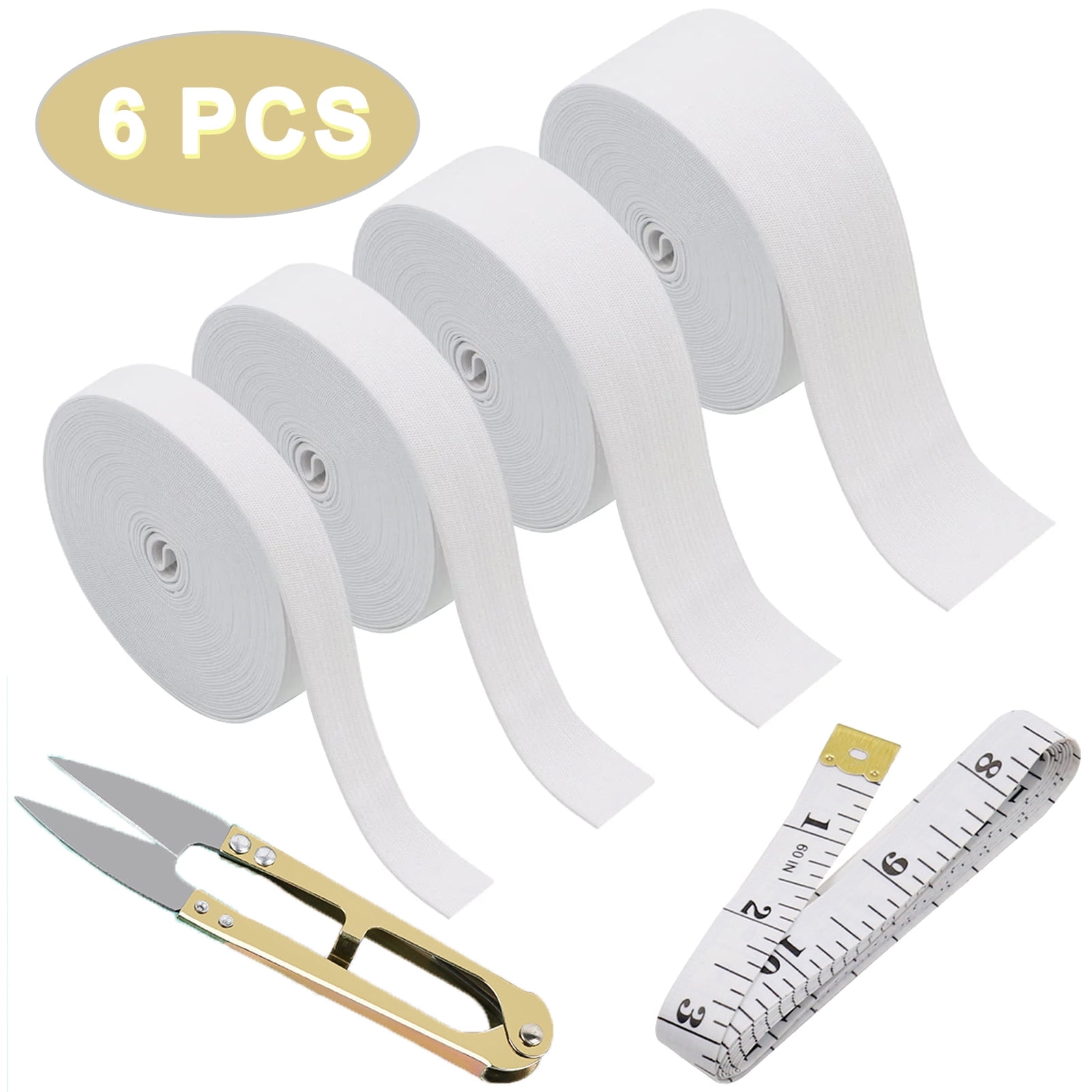 GIRACOA 4-Pack White Elastic Bands, 15mm-40mm Widths, 30 Yards Total ...
