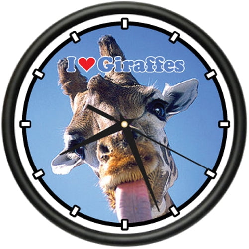 GIRAFFE Wall Clock zoo animal decor giraffes print - Walmart.com