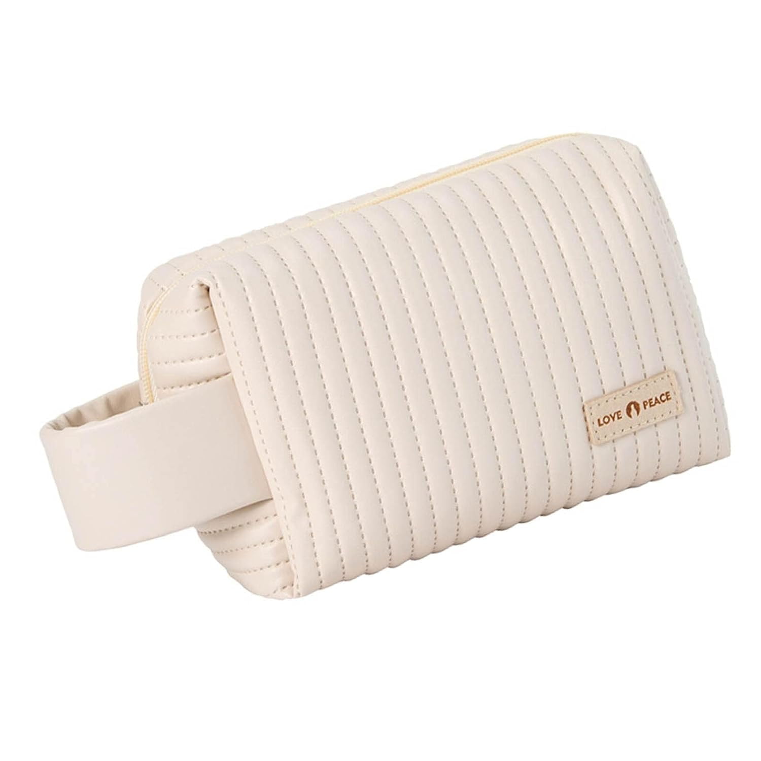 GIRGIT Portable PU Striped Leather Makeup Bag Compact Organizer for ...