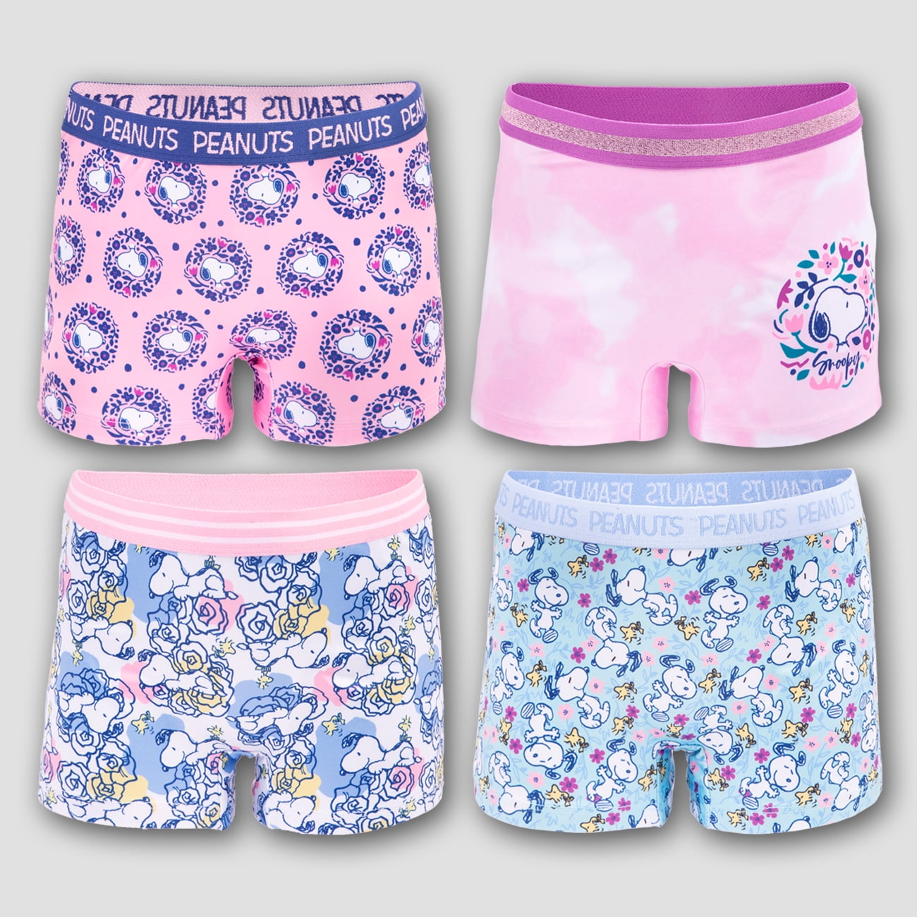 Peanuts Girls Boyshort Character Underwear, 4-Pack, Size 4-10 - Walmart.com