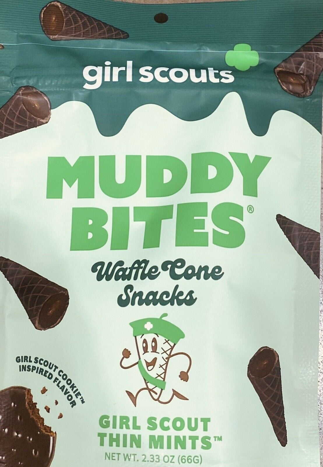 Girl Scouts Thin Mints Waffle Cone Snacks, Mint and Milk Chocolate, 2. ...